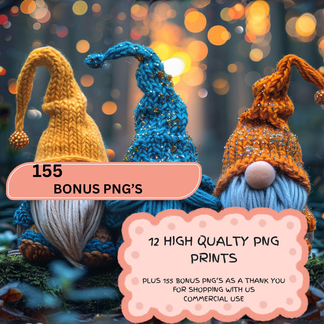 12 Instant Digital Download Watercolor Gnome, Commercial Use PNG Gnome ...