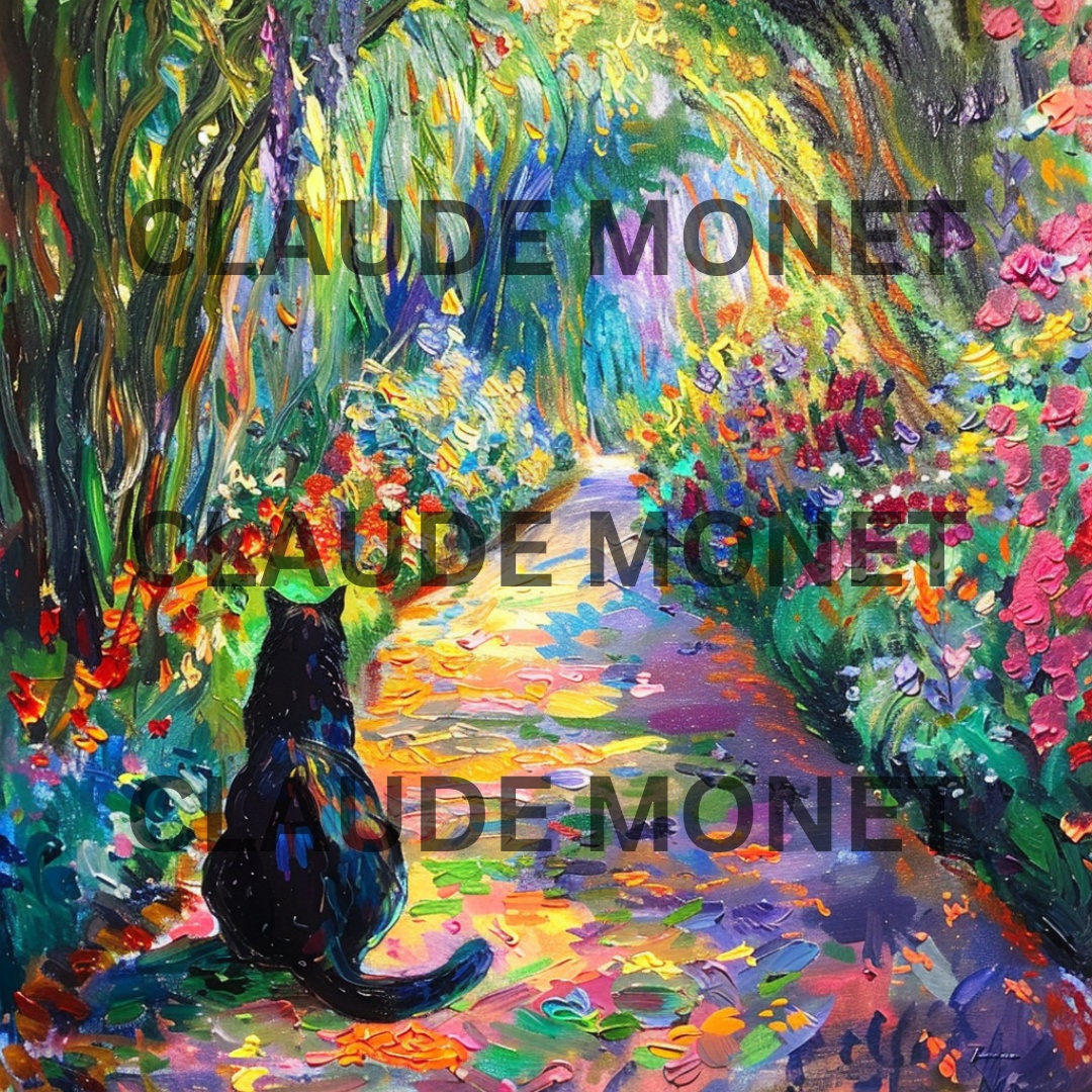 12 Monet's the Water Lily Pond Bridge With the Cats, Cat Poster, Cute ...