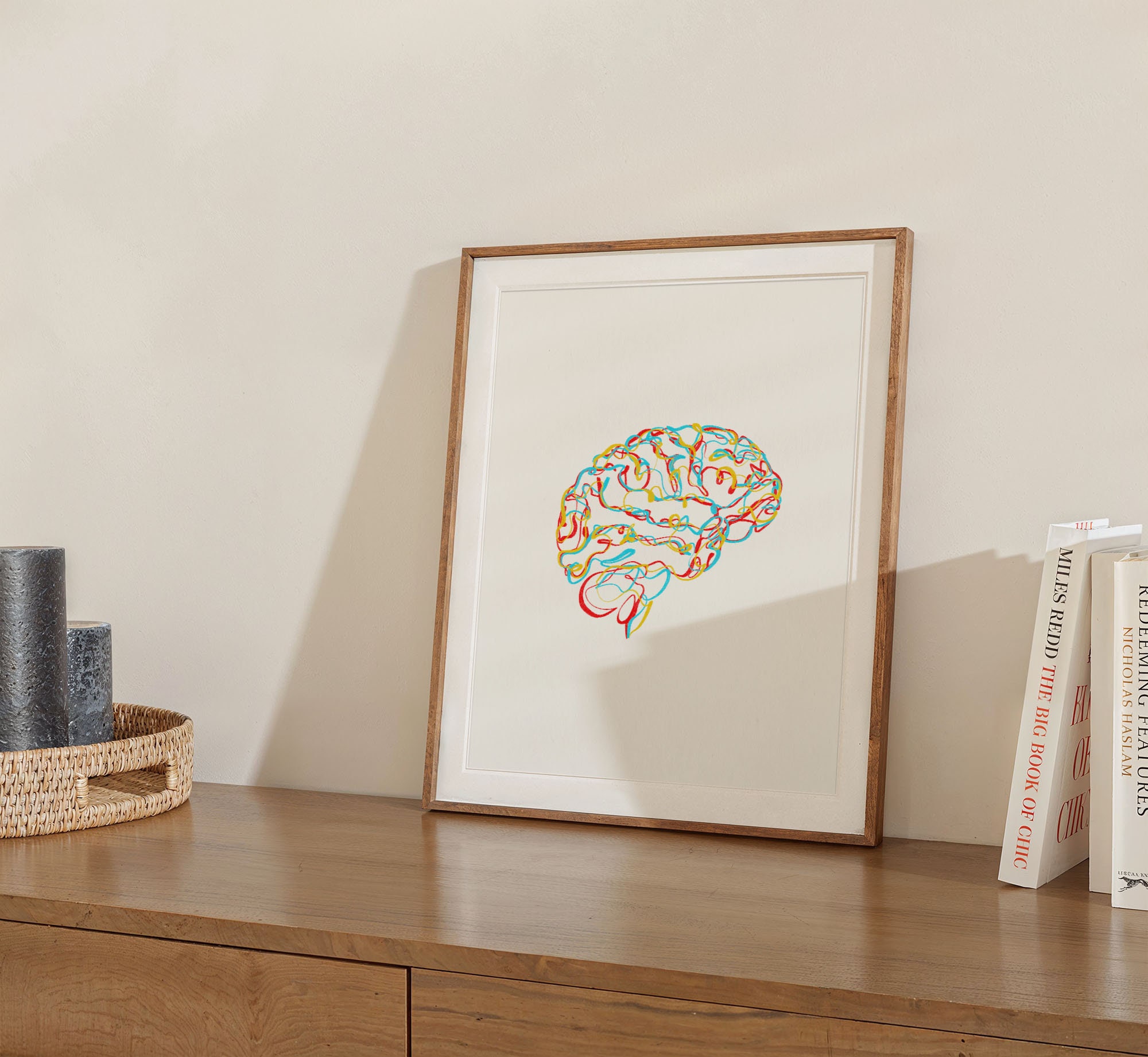 Side View Brain Line Art, Neurological Study Decor, Cerebral Art Print ...