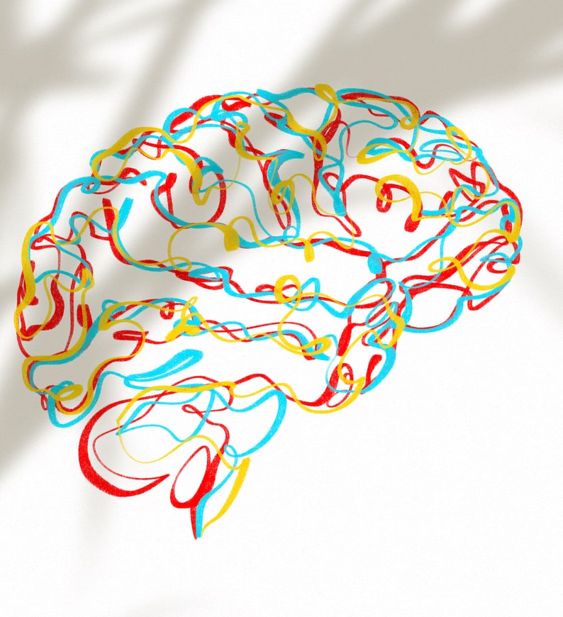 Abstract Brain Set of 3, Brain Line Art Drawing Bundle, Neuroscience ...