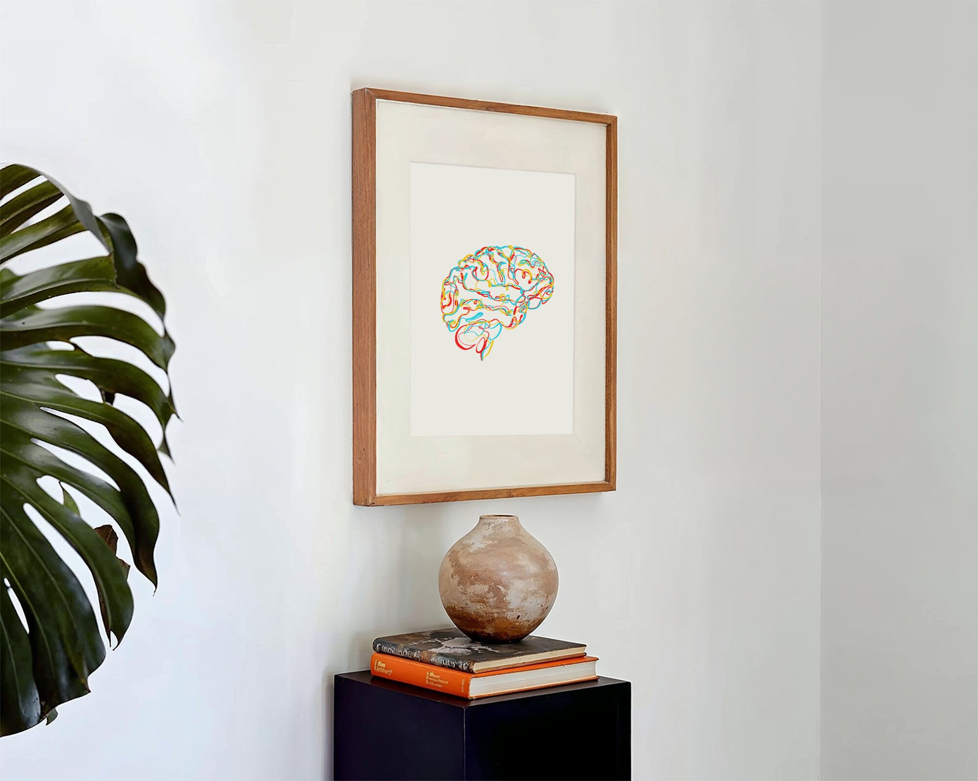 Side View Brain Line Art, Neurological Study Decor, Cerebral Art Print ...