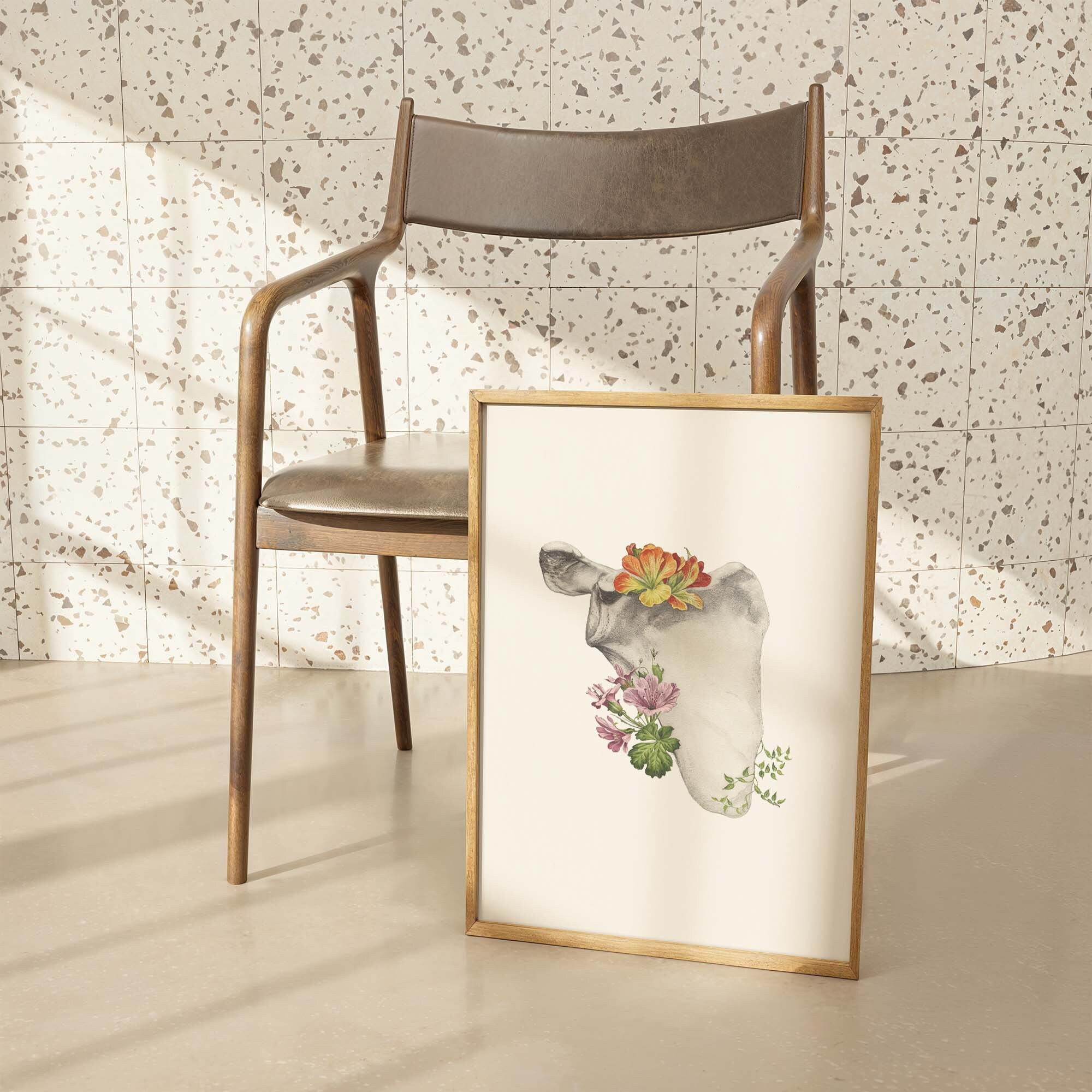 Vintage Scapula Bone Art Print, Printable Floral Shoulder Blade ...