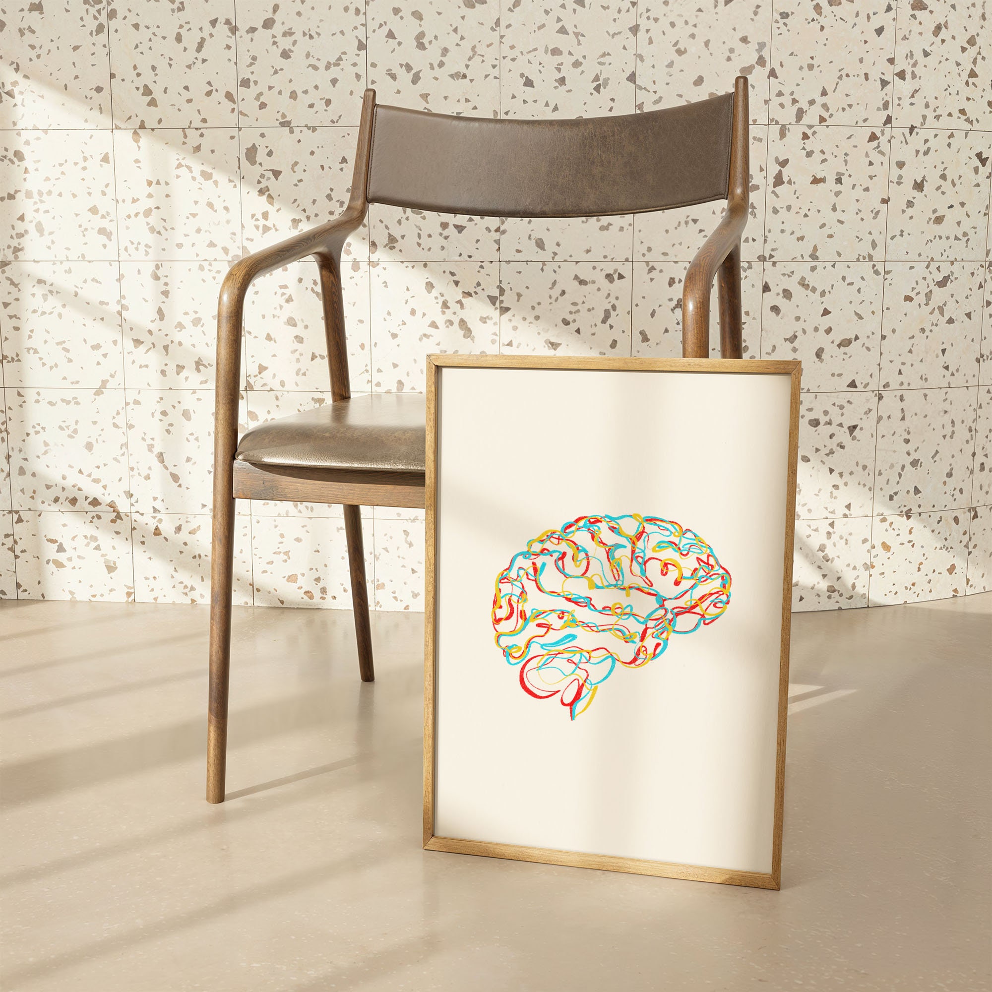 Side View Brain Line Art, Neurological Study Decor, Cerebral Art Print ...