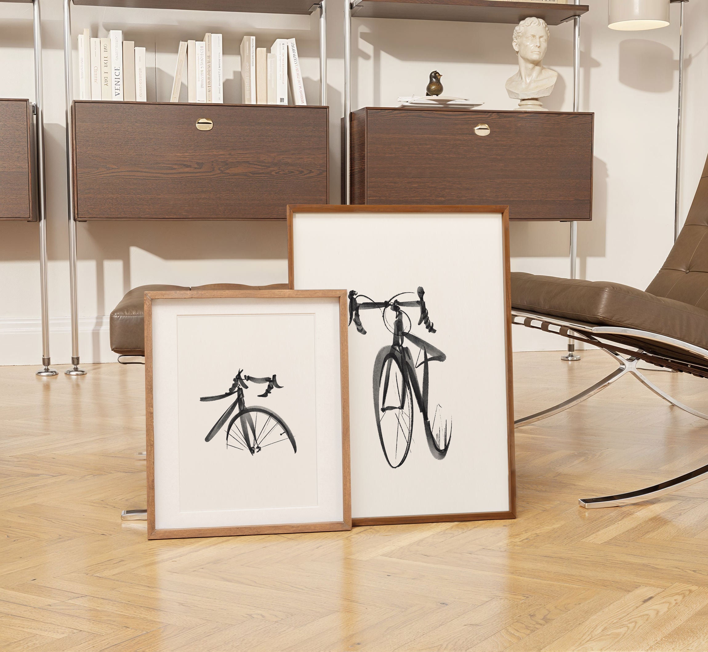 Watercolor Bicycle Art Set of 2, Abstract Bicycle Prints, Minimal Bike ...