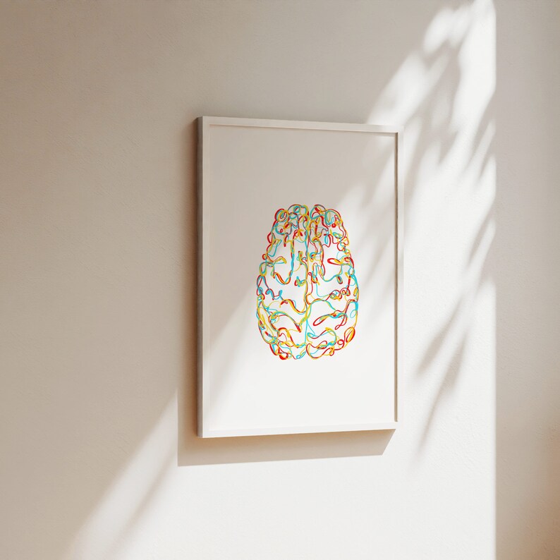 Abstract Brain Set of 3, Brain Line Art Drawing Bundle, Neuroscience ...