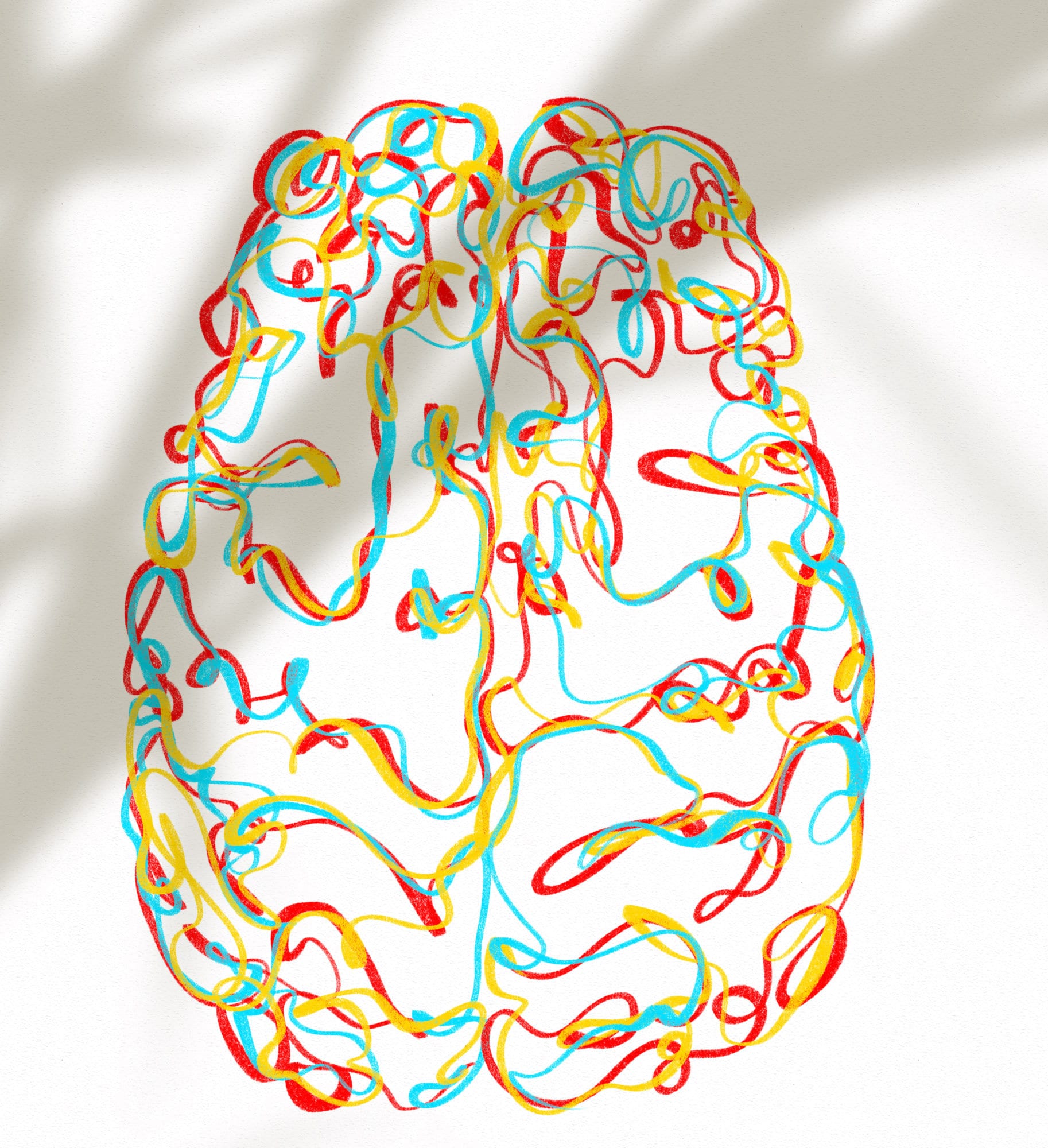 One Line Brain Painting Art Print, Abstract Colorful Cerebrum Poster ...