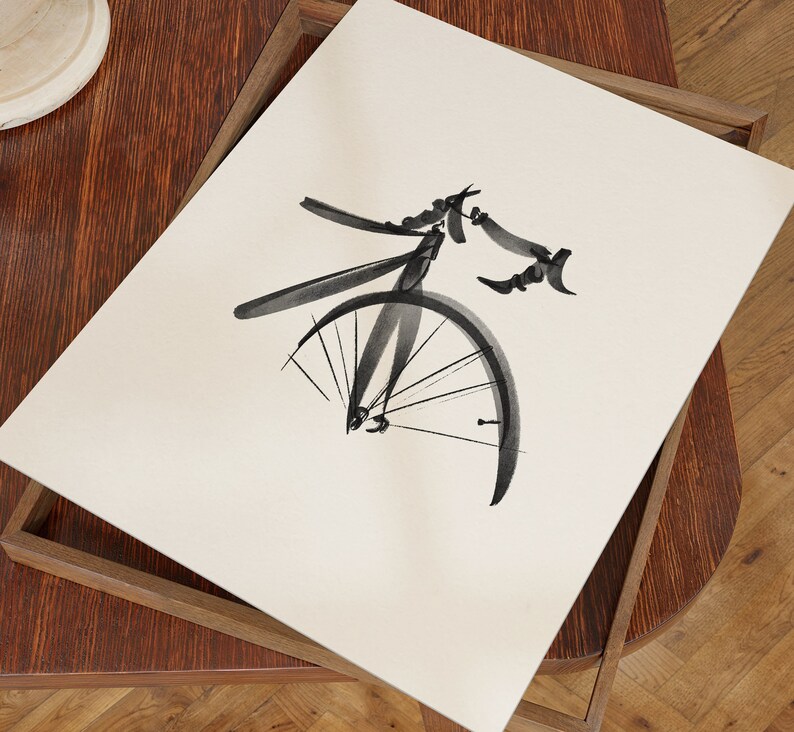Abstract Modern Bicycle Art Print, Watercolor Bike Illustration ...