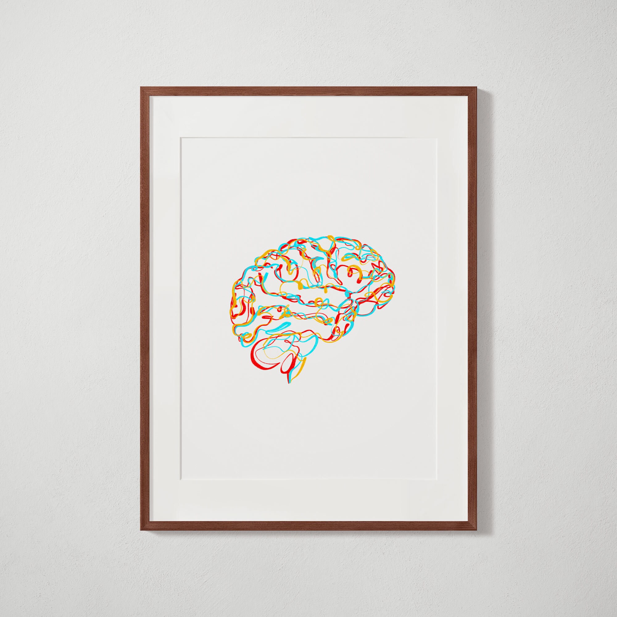 Side View Brain Line Art, Neurological Study Decor, Cerebral Art Print ...