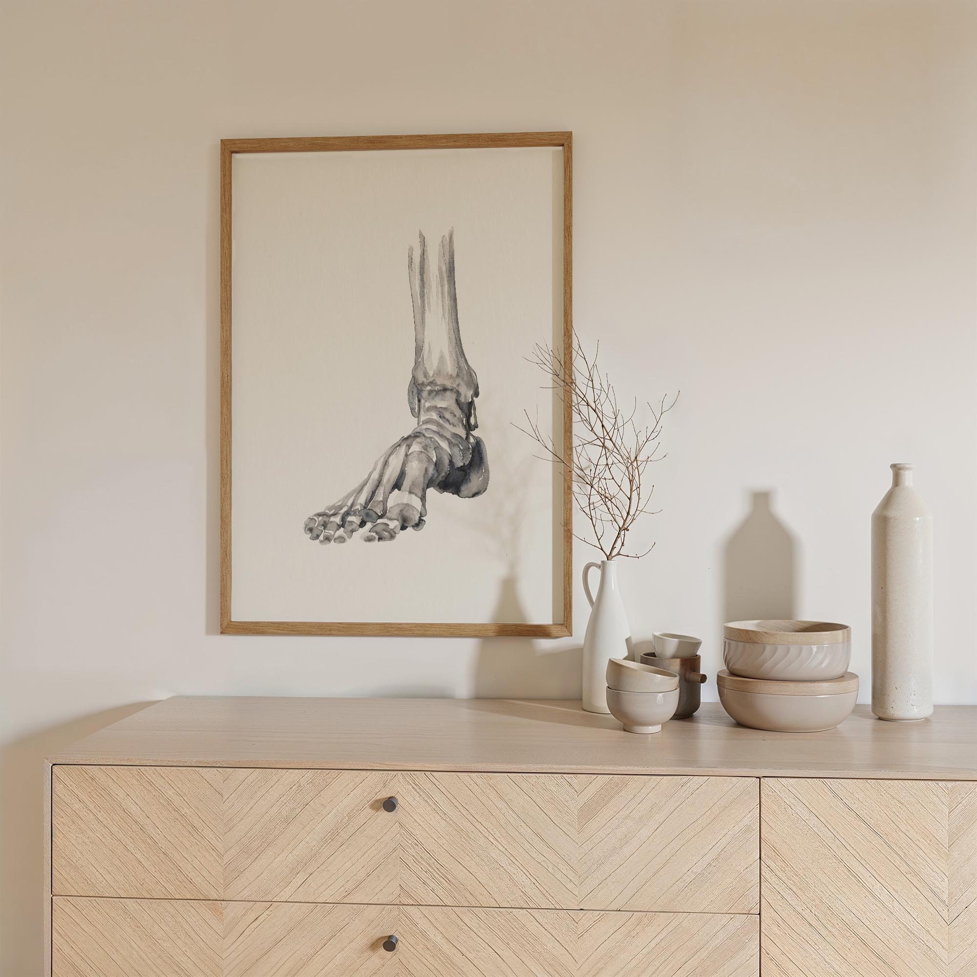 Human Skeleton Foot Art Print, Watercolor Foot Anatomy, Chiropractic ...