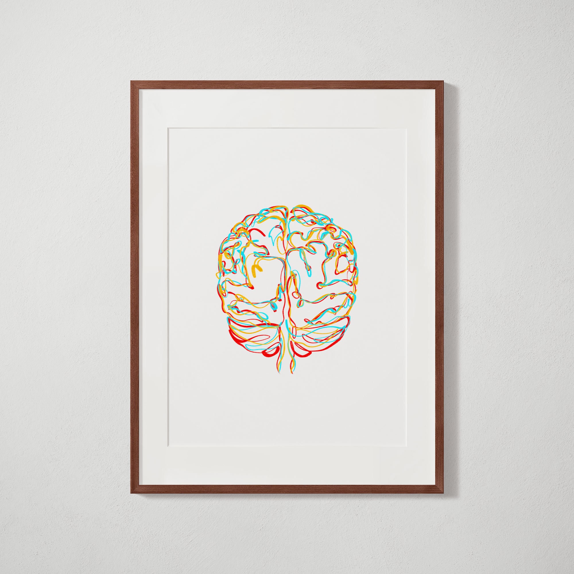 Front Brain Line Art, Abstract Brain Drawing, Vibrant Mind Illustration ...