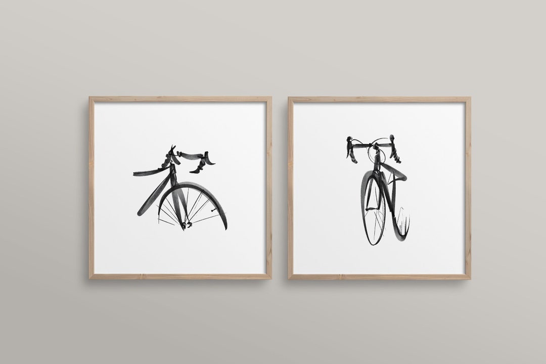 Watercolor Bicycle Art Set of 2, Abstract Bicycle Prints, Minimal Bike ...