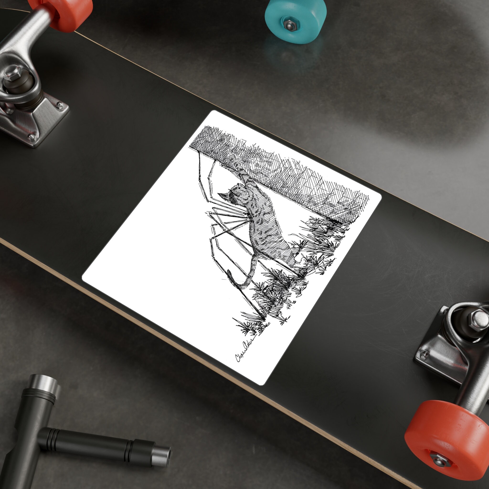 The Spider Cat Sticker | Fine Line Art, Crosshatching Style, Original ...