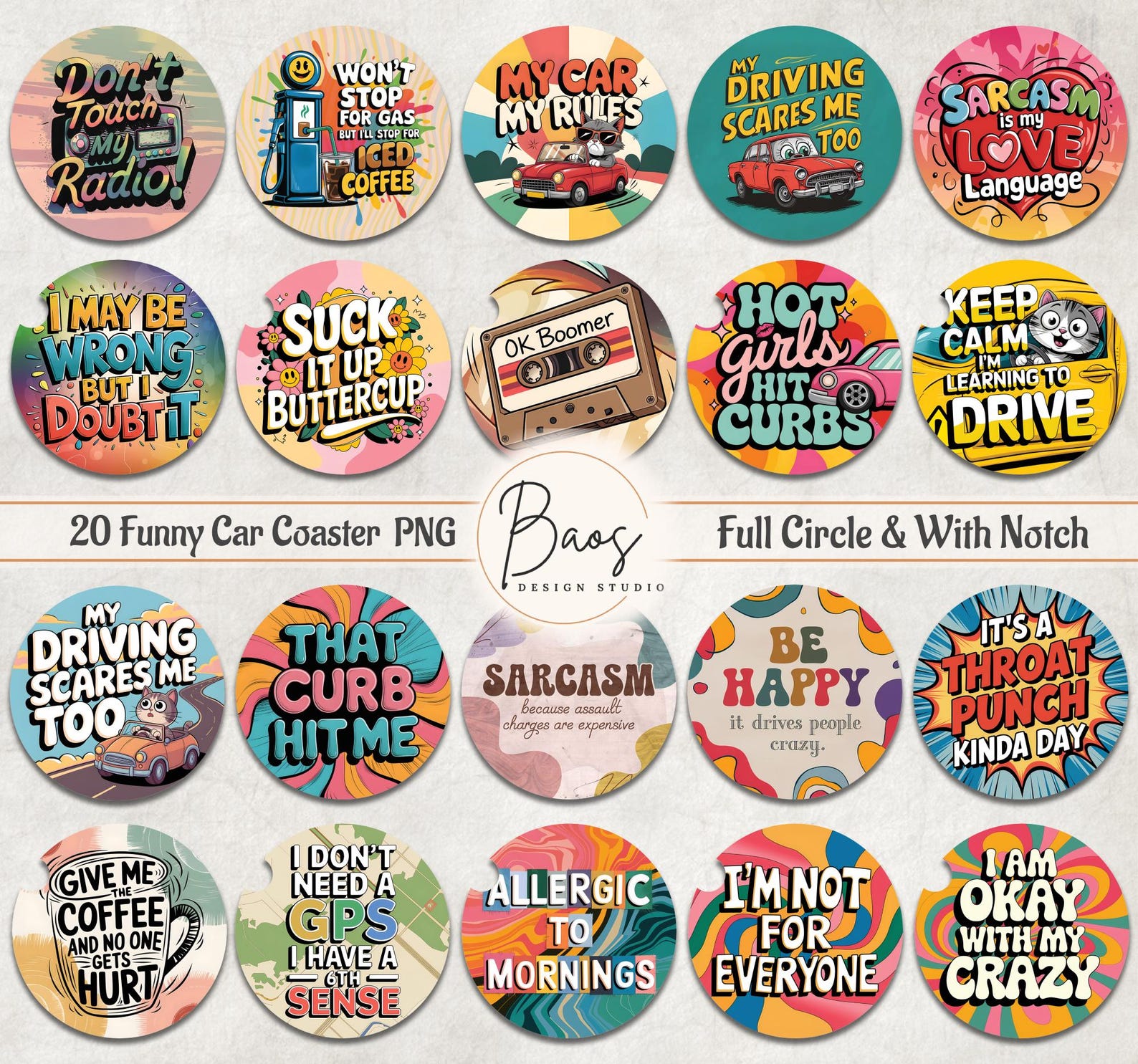Funny Car Coaster PNG, Sarcasm Cup Holder Sublimation Design, Sarcastic ...