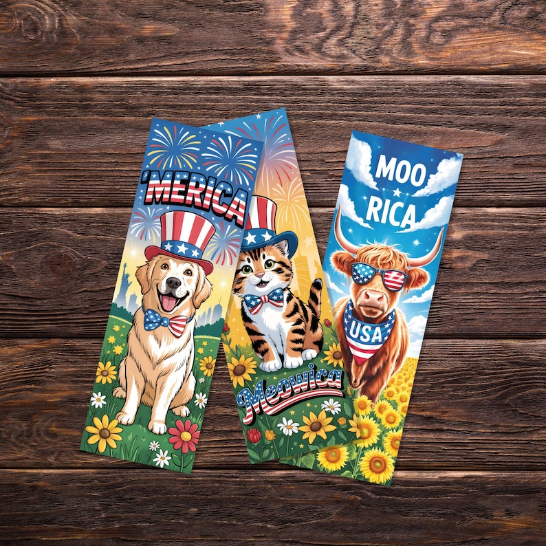 American Printable Bookmark, Patriotic Bookmark Sublimation PNG, 4th of ...