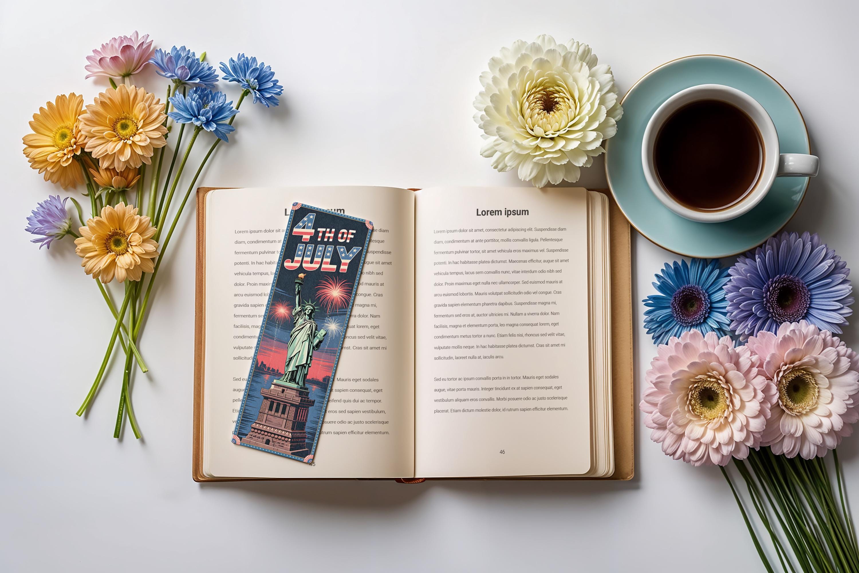 American Printable Bookmark, Patriotic Bookmark Sublimation PNG, 4th of ...