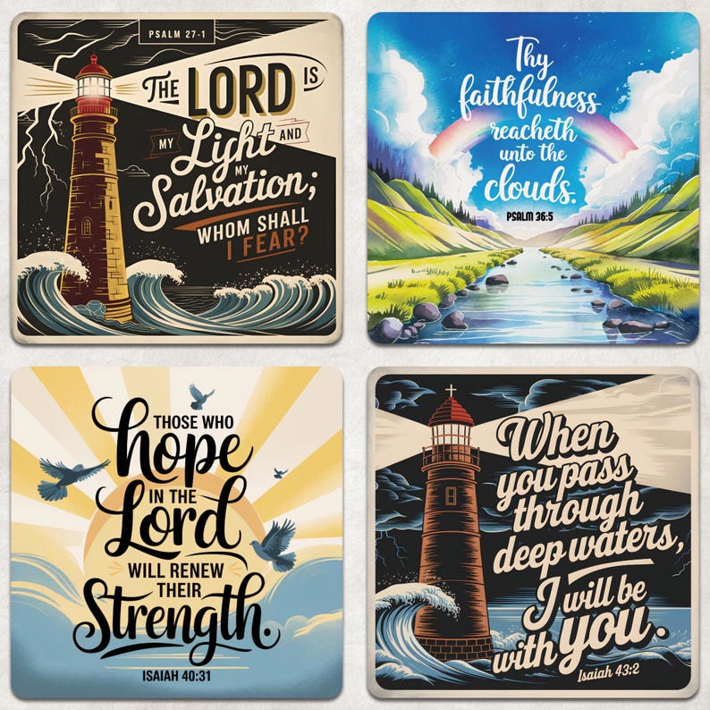 Bible Verse Square PNG Bundle, Christian Qoute Square Coaster ...