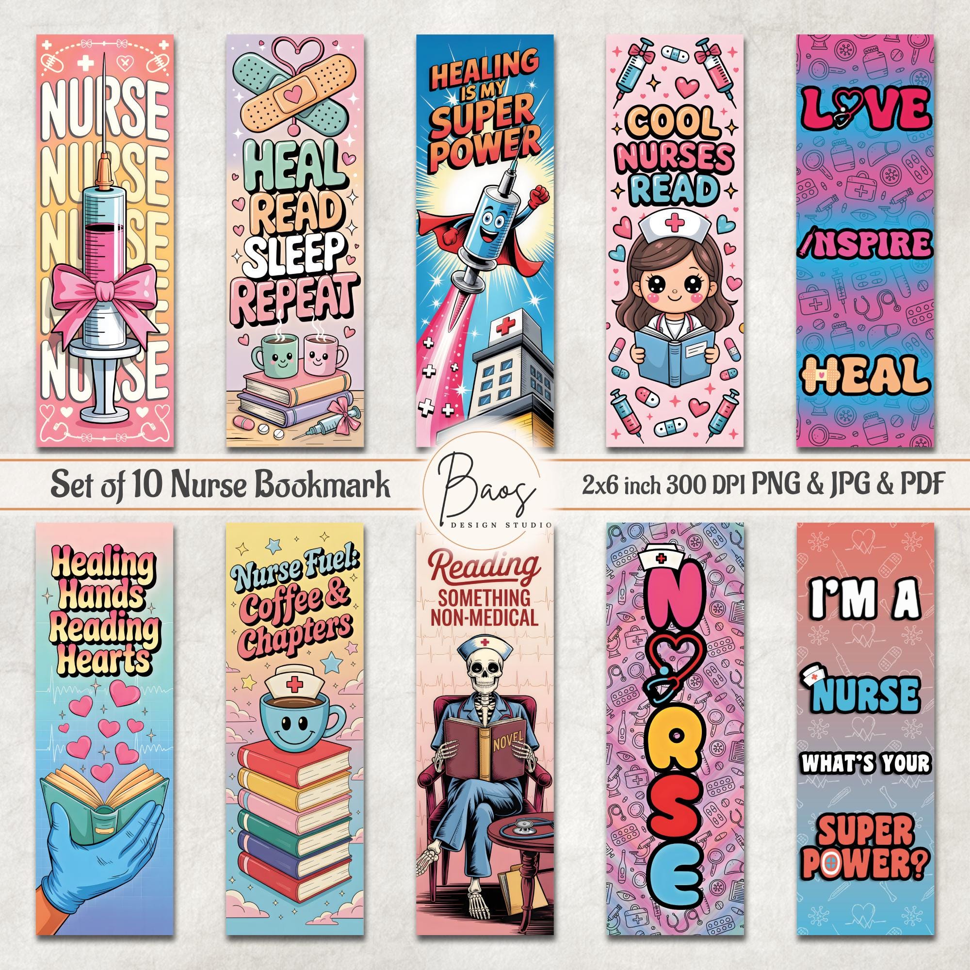 Nurse Bookmark Bundle, Nurse Life Bookmark Sublimation PNG, Nurse ...