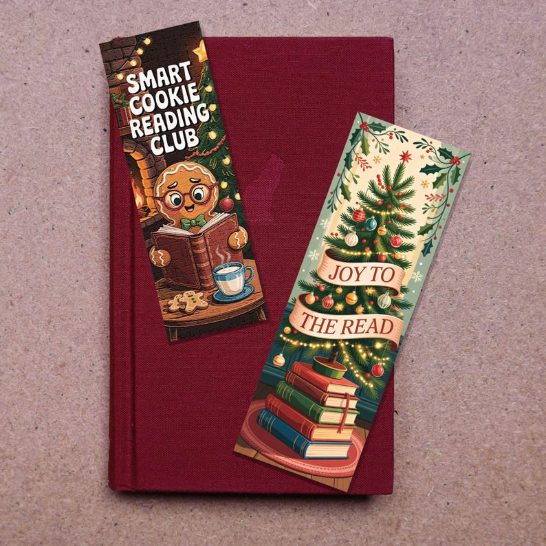 Christmas Bookmark Bundle, Holiday Reading Bookmark Sublimation PNG ...