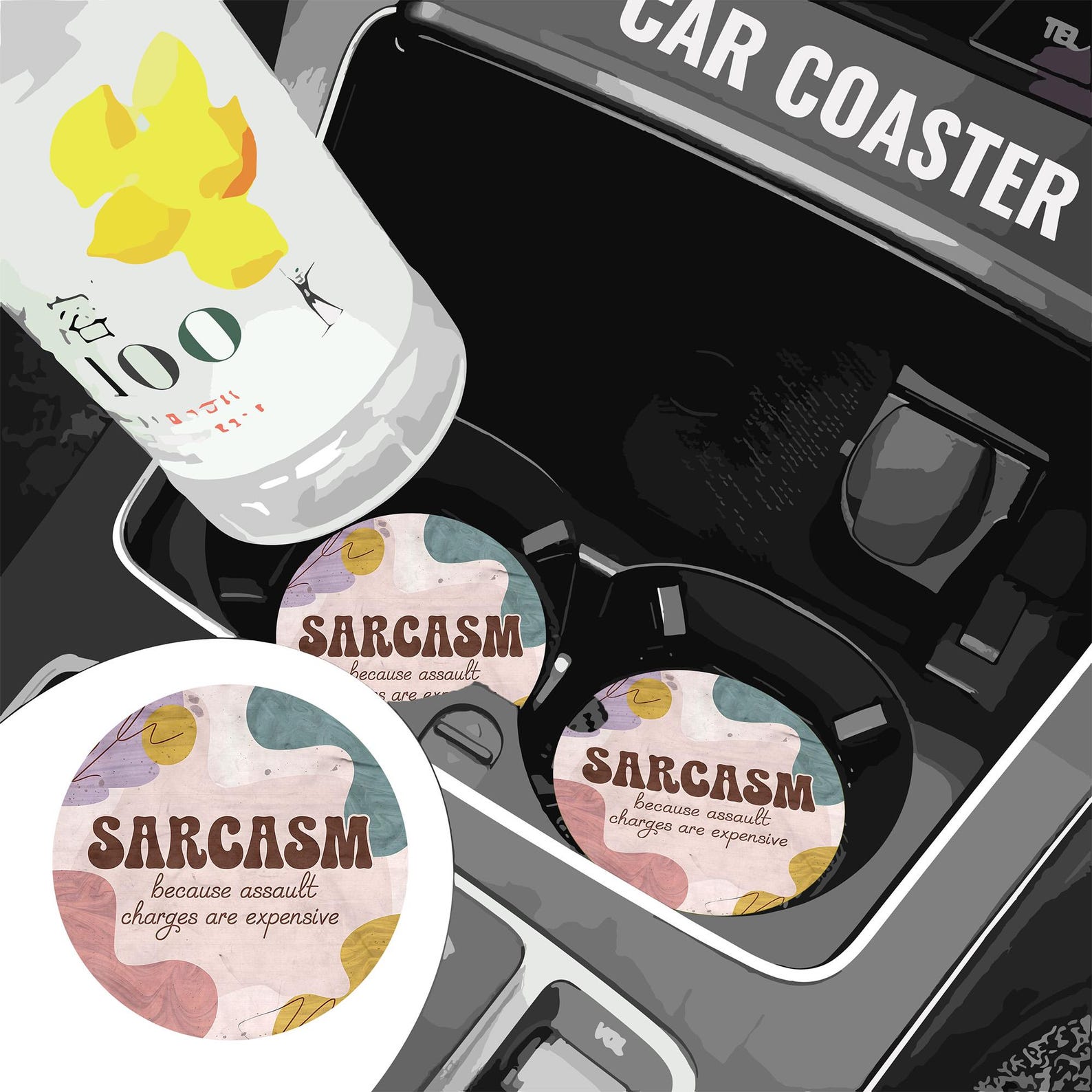 Sarcasm Car Coaster Air Freshener Sublimation Design Set, Sarcastic Air ...