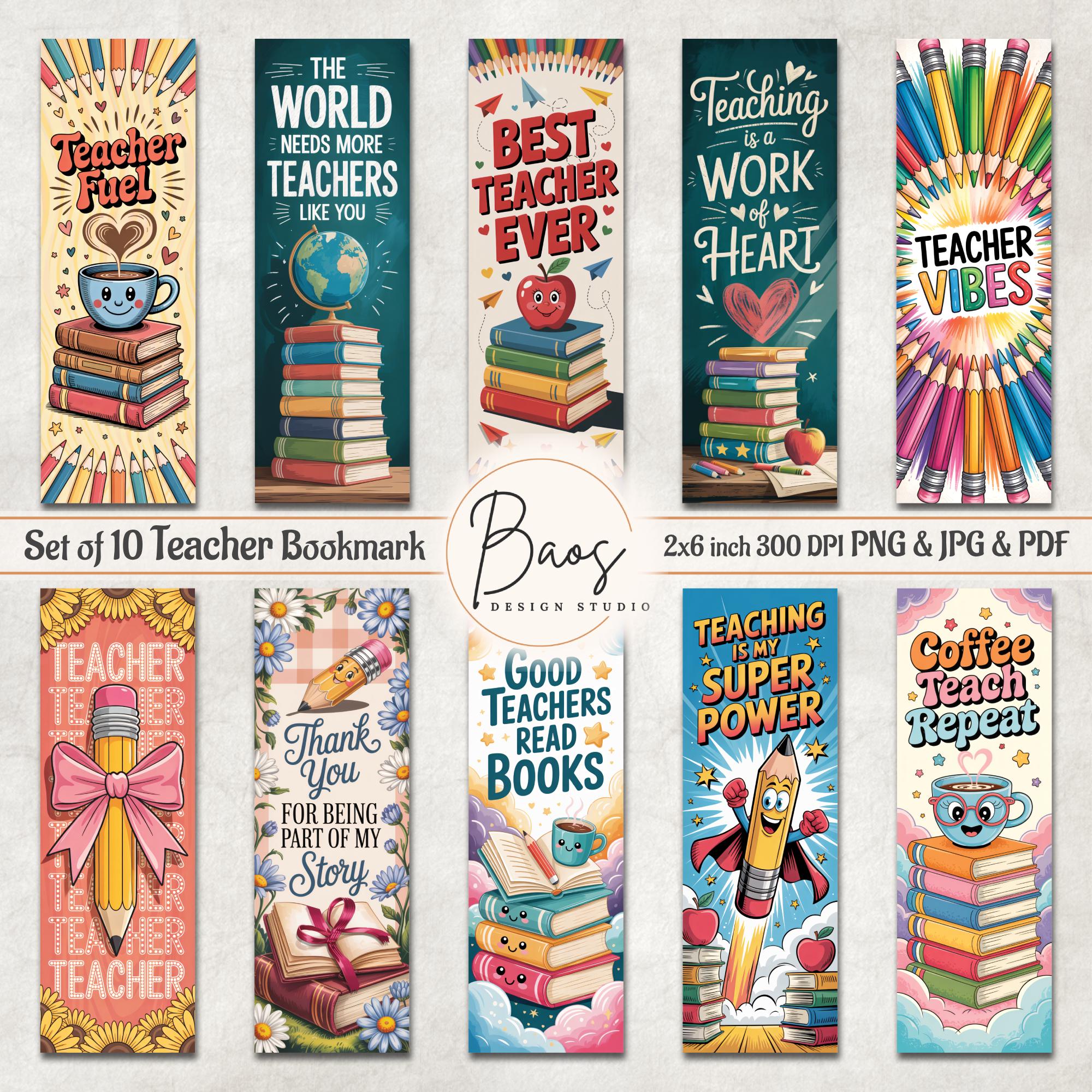 Teacher Bookmark Bundle, Best Teacher Bookmark Sublimation PNG, Teacher ...