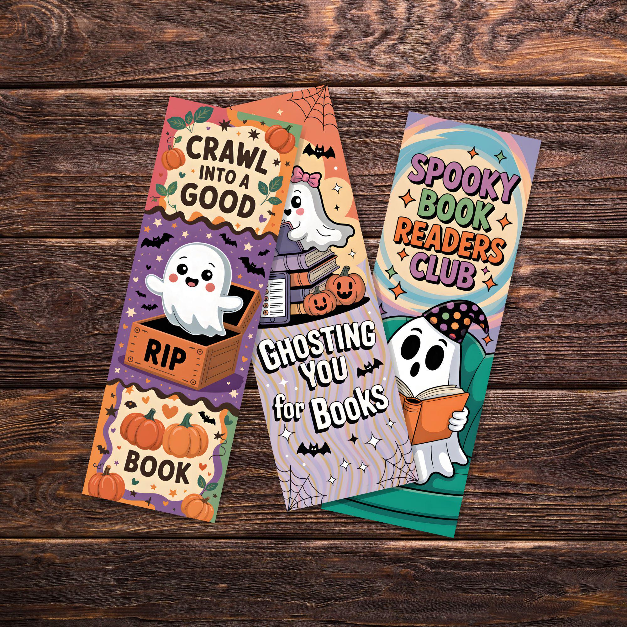 Halloween Bookmark Bundle, Ghost Reading Bookmark Sublimation PNG ...