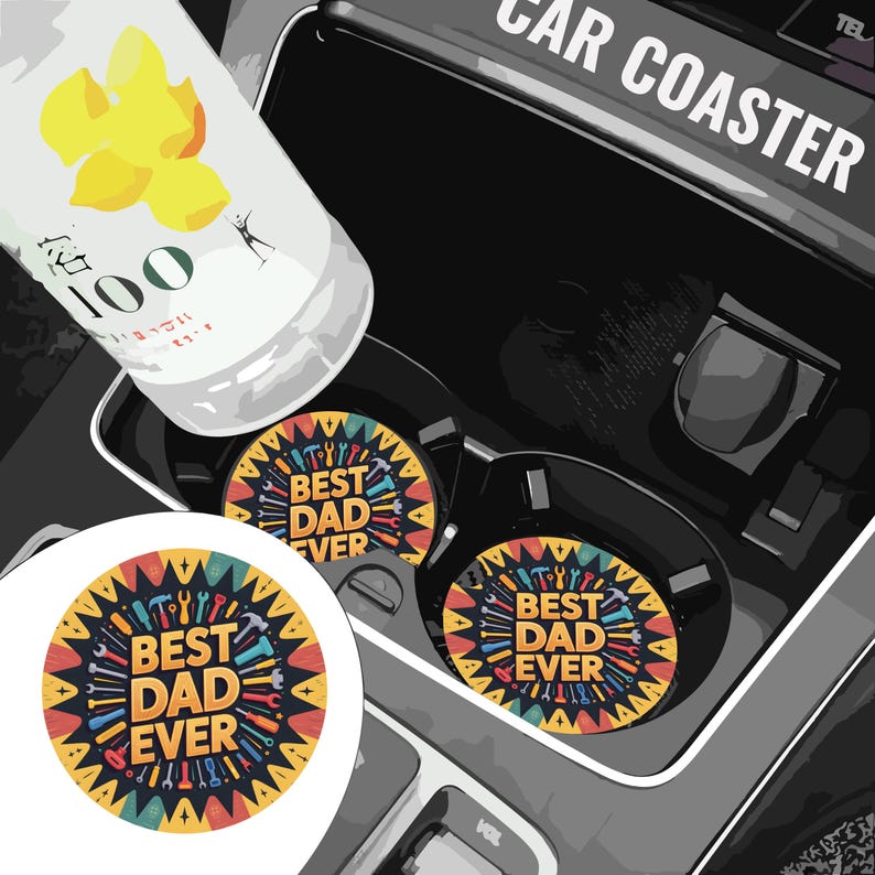 Father's Day Air Freshener Car Coaster Sublimation, Best Dad Car ...