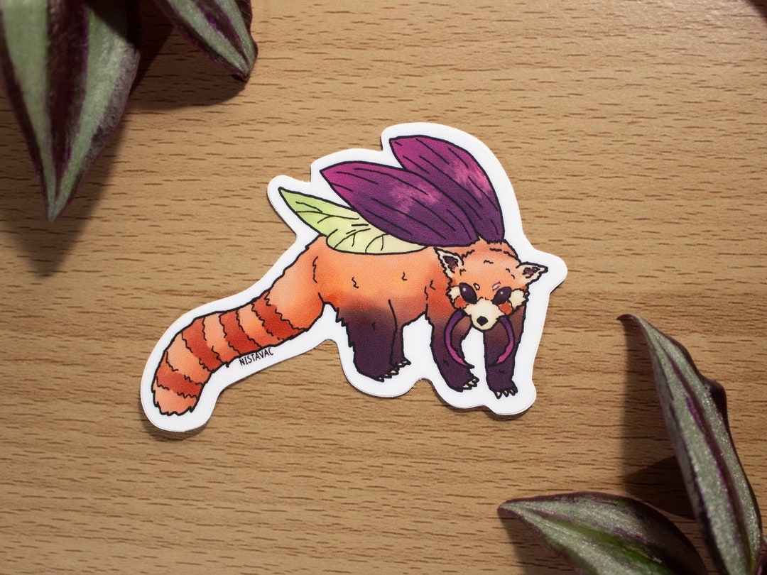Red Panda Stag Beetle Creature Waterproof Vinyl Sticker - Etsy