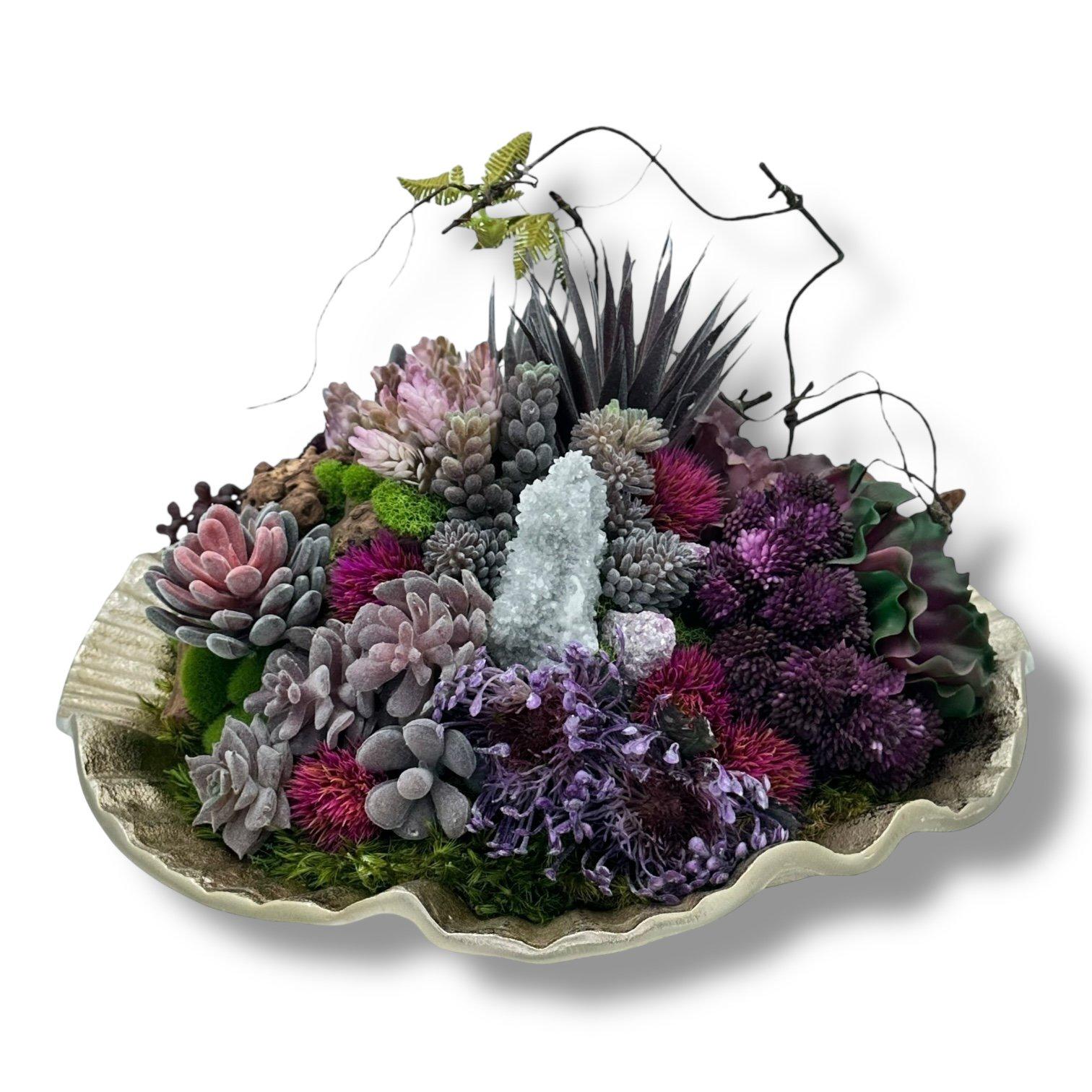 Succulent Design in Gold Wavy Circular Textured Metal Vase | One-of-a ...