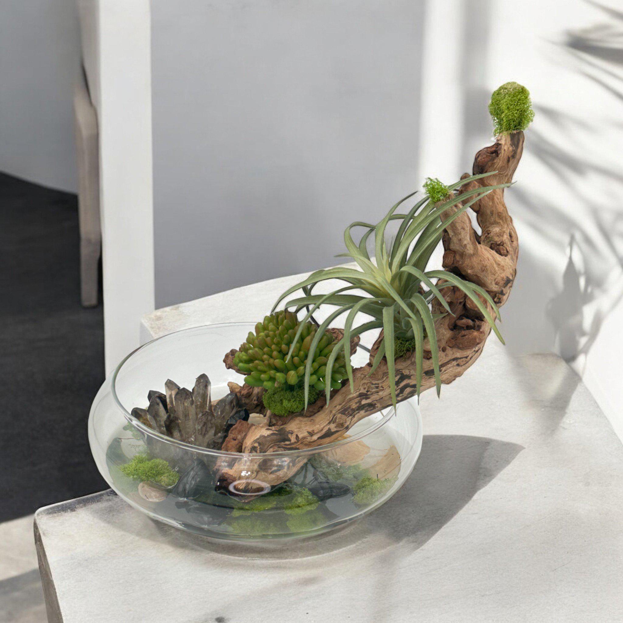 Succulent Design in Clear Round Glass Vase With Epoxy | Unique ...
