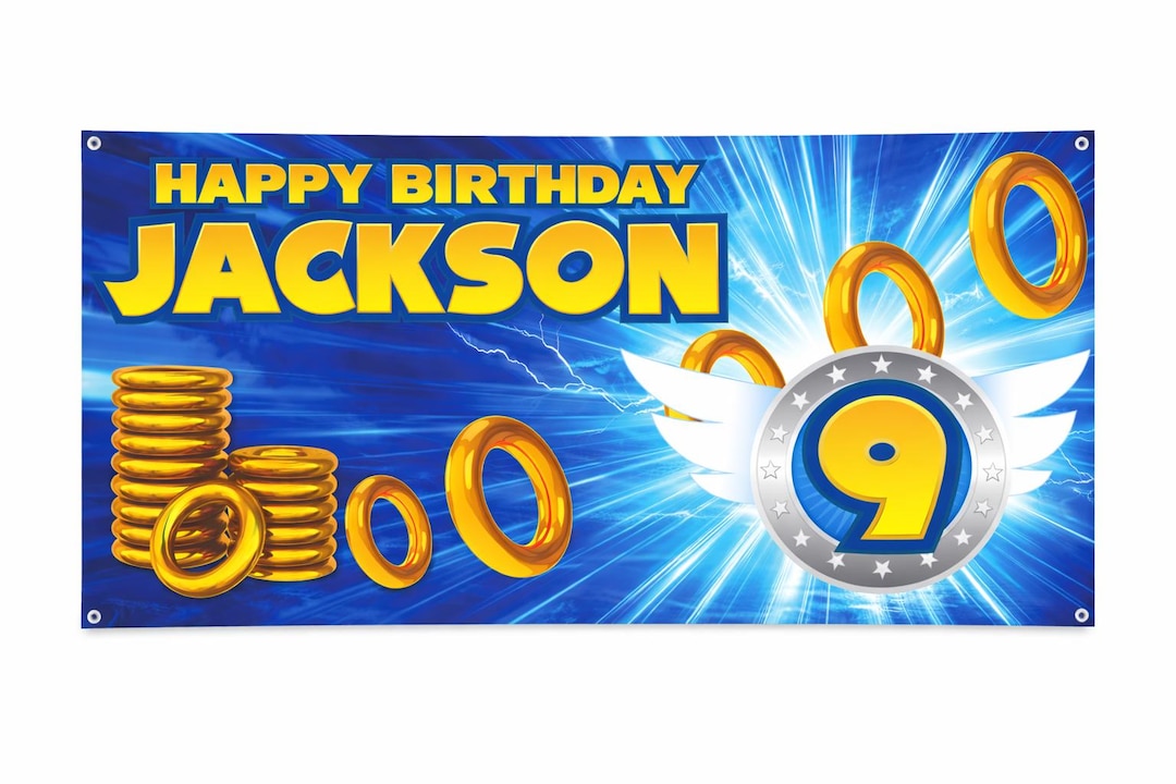 Custom S0n!c Birthday Banner | Personalized Name & Age Any Text | High ...