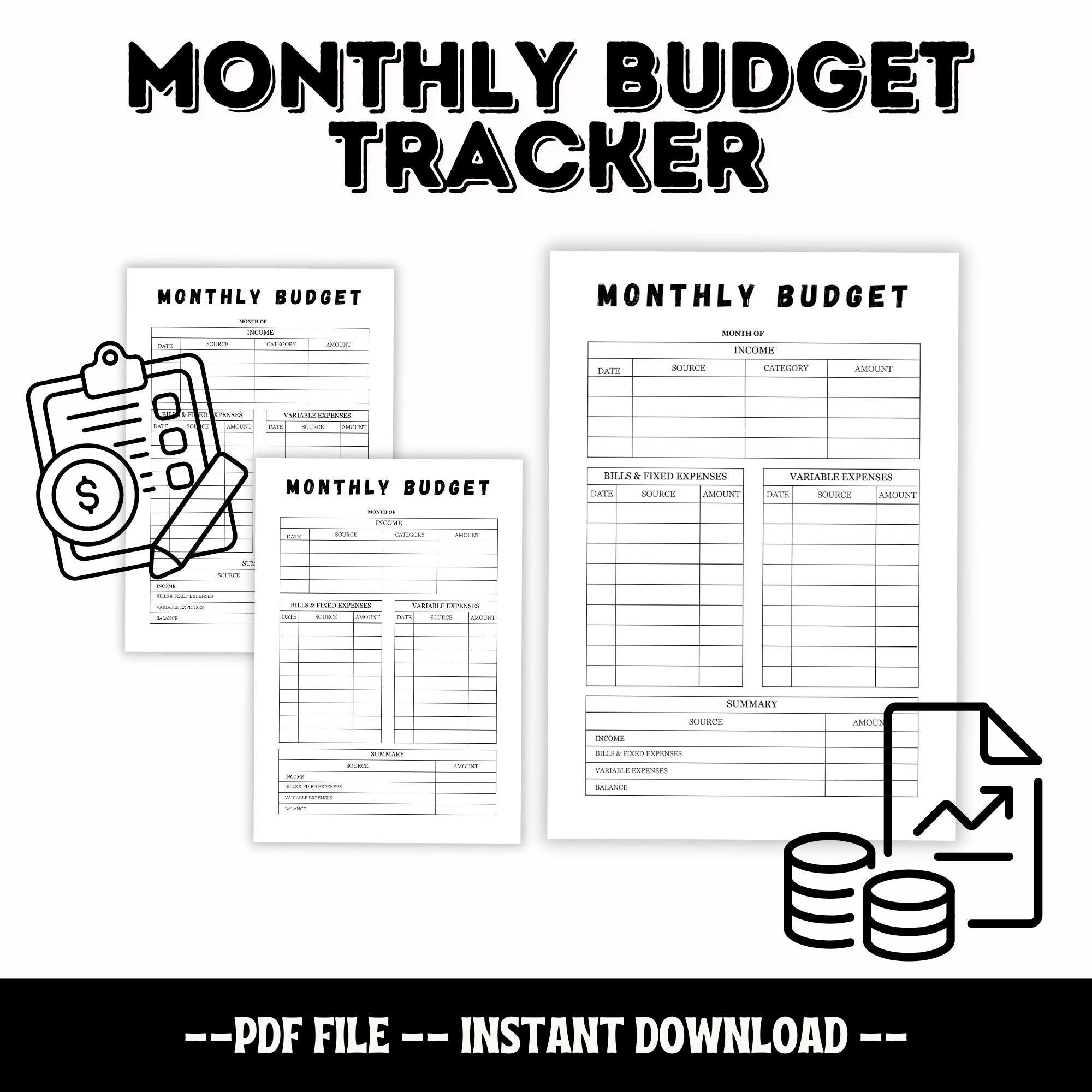 Monthly Budget Planner, Finance Planner, Bundle Printable, Financial ...