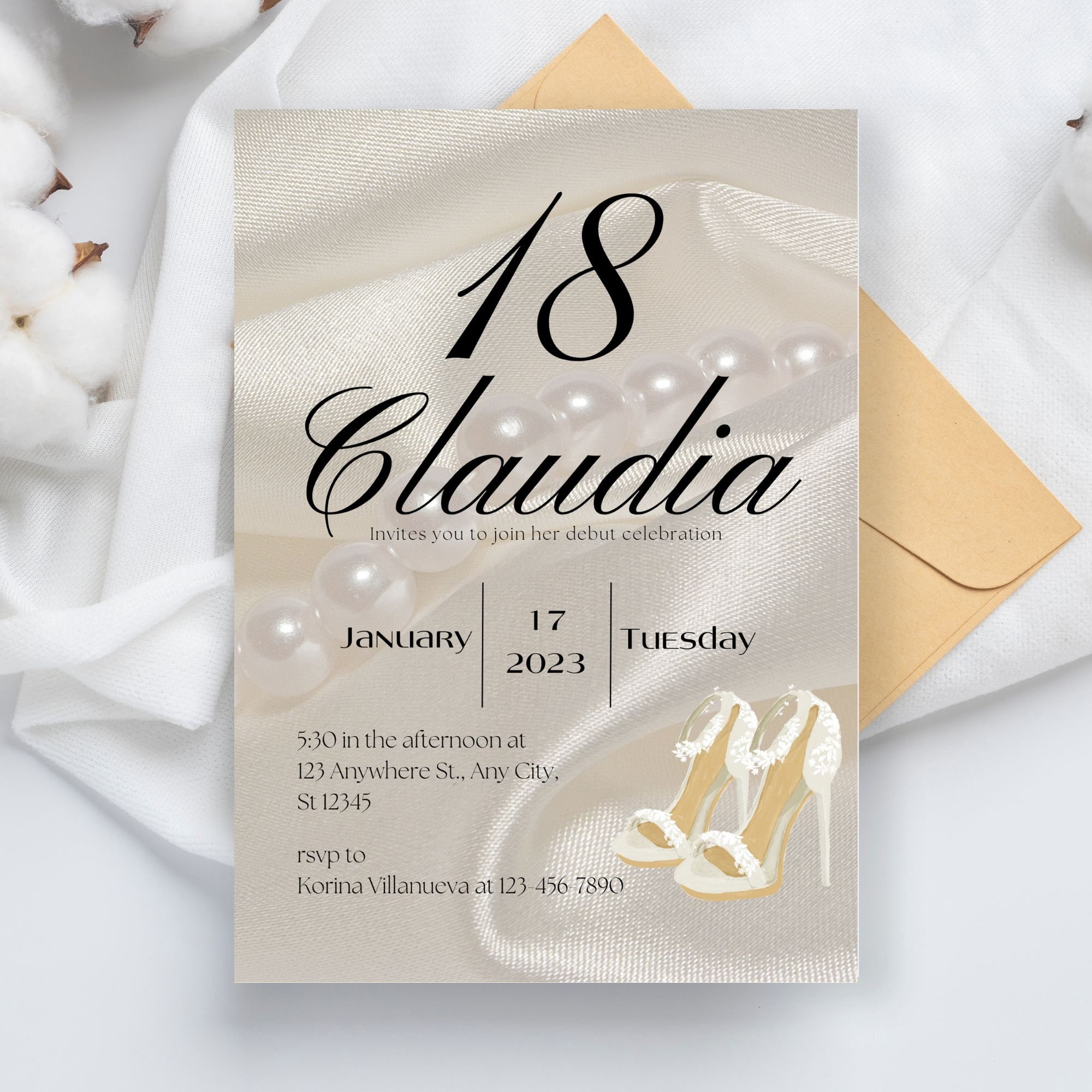 Editable 18th Birthday Invitation Card Birthday Invite Minimalist ...