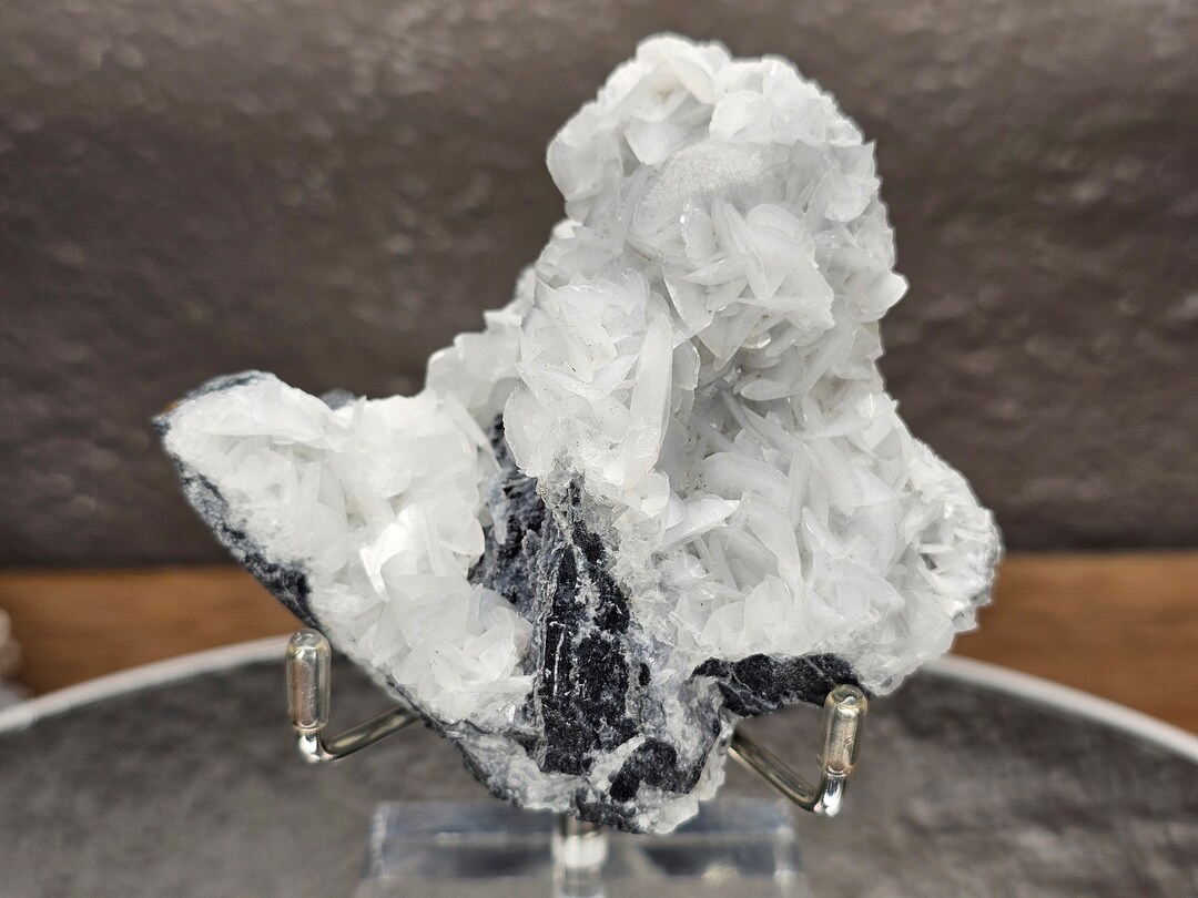 White Rose Petal Calcite With Stand, Raw Crystal Specimen | Beautiful ...