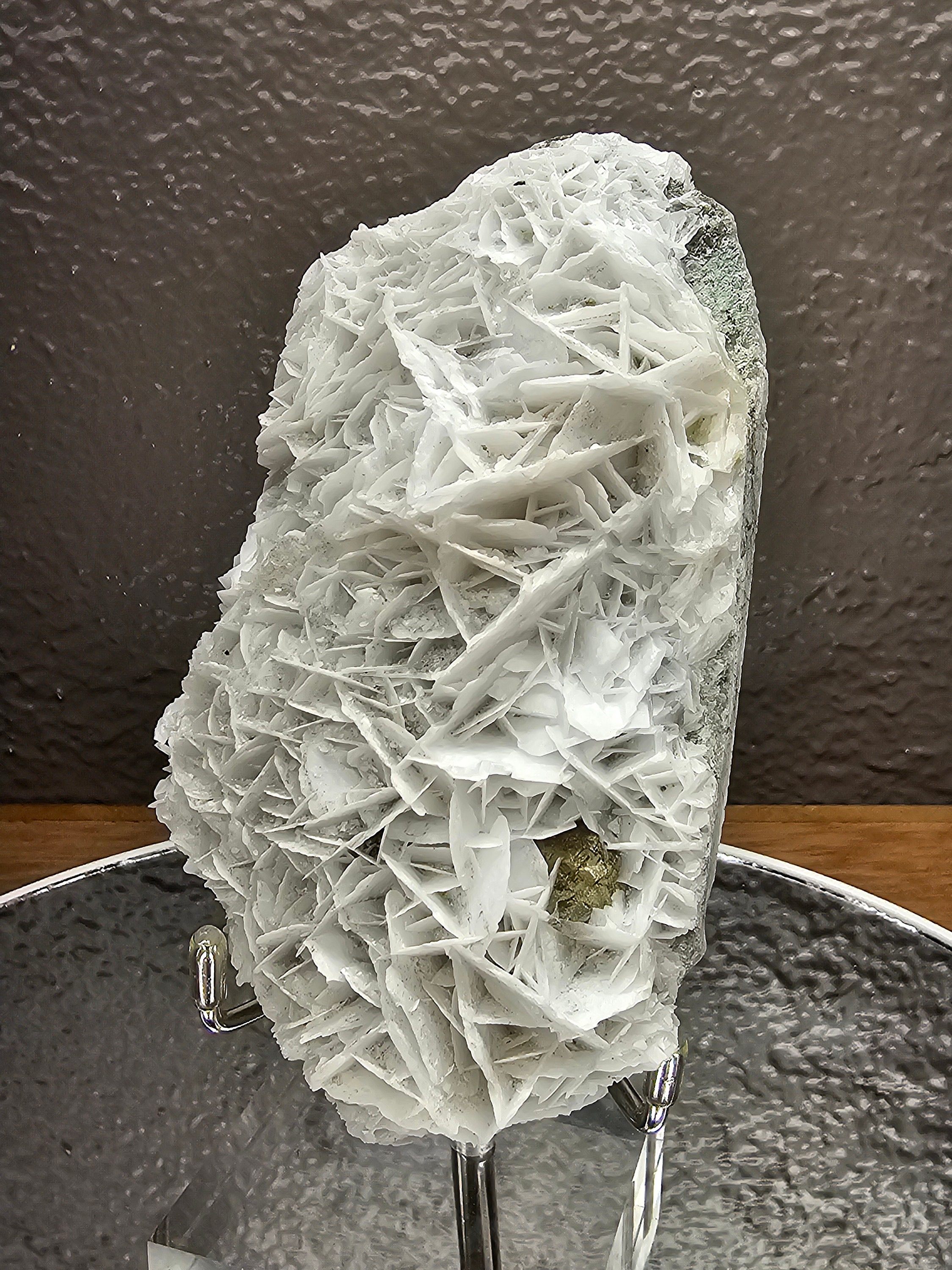 White Rose Petal Calcite With Pyrite With Stand | Raw Crystal Specimen ...