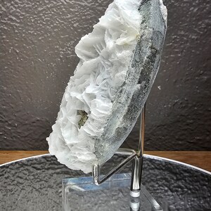 White Rose Petal Calcite With Pyrite With Stand | Raw Crystal Specimen ...