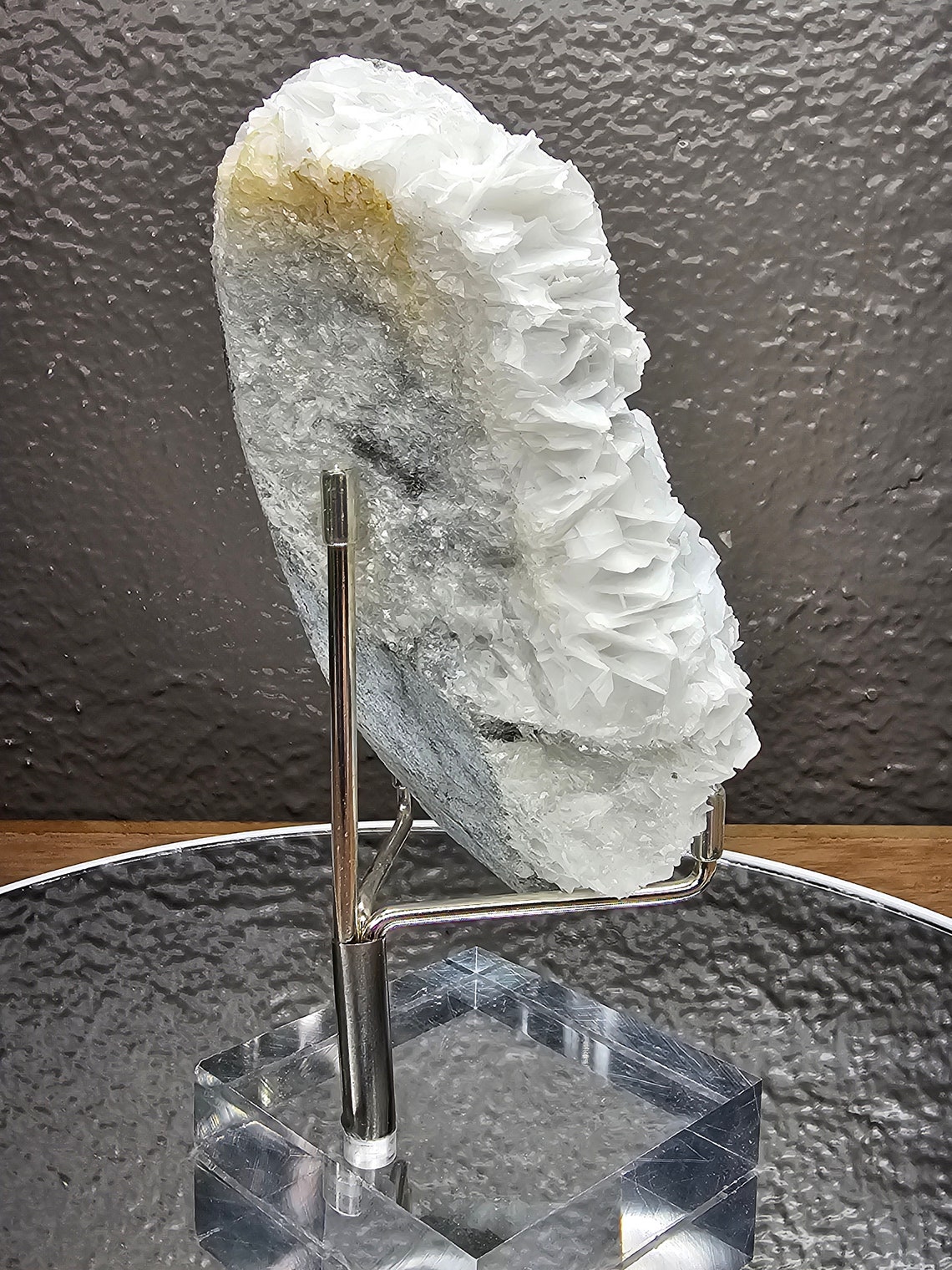 White Rose Petal Calcite With Pyrite With Stand | Raw Crystal Specimen ...