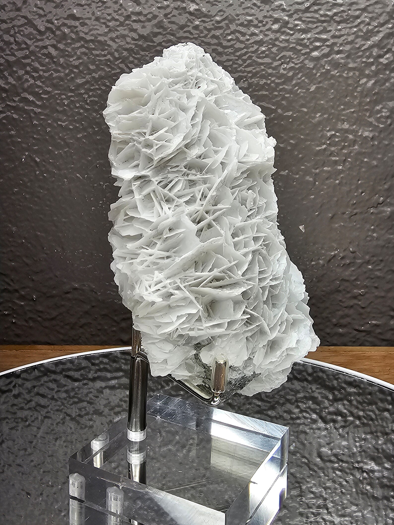White Rose Petal Calcite With Pyrite With Stand | Raw Crystal Specimen ...
