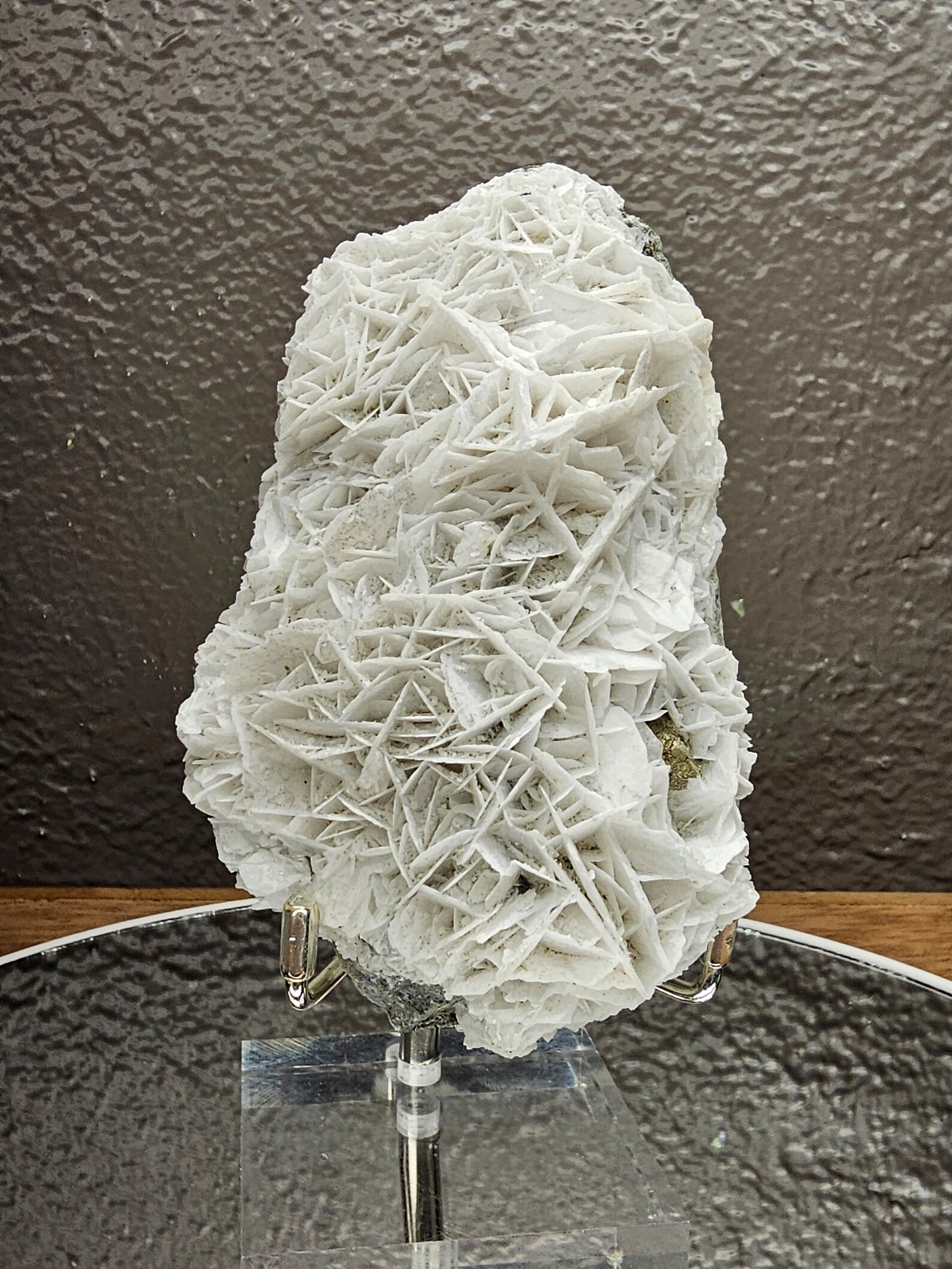 White Rose Petal Calcite With Pyrite With Stand | Raw Crystal Specimen ...