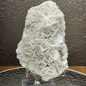 White Rose Petal Calcite With Pyrite With Stand | Raw Crystal Specimen ...