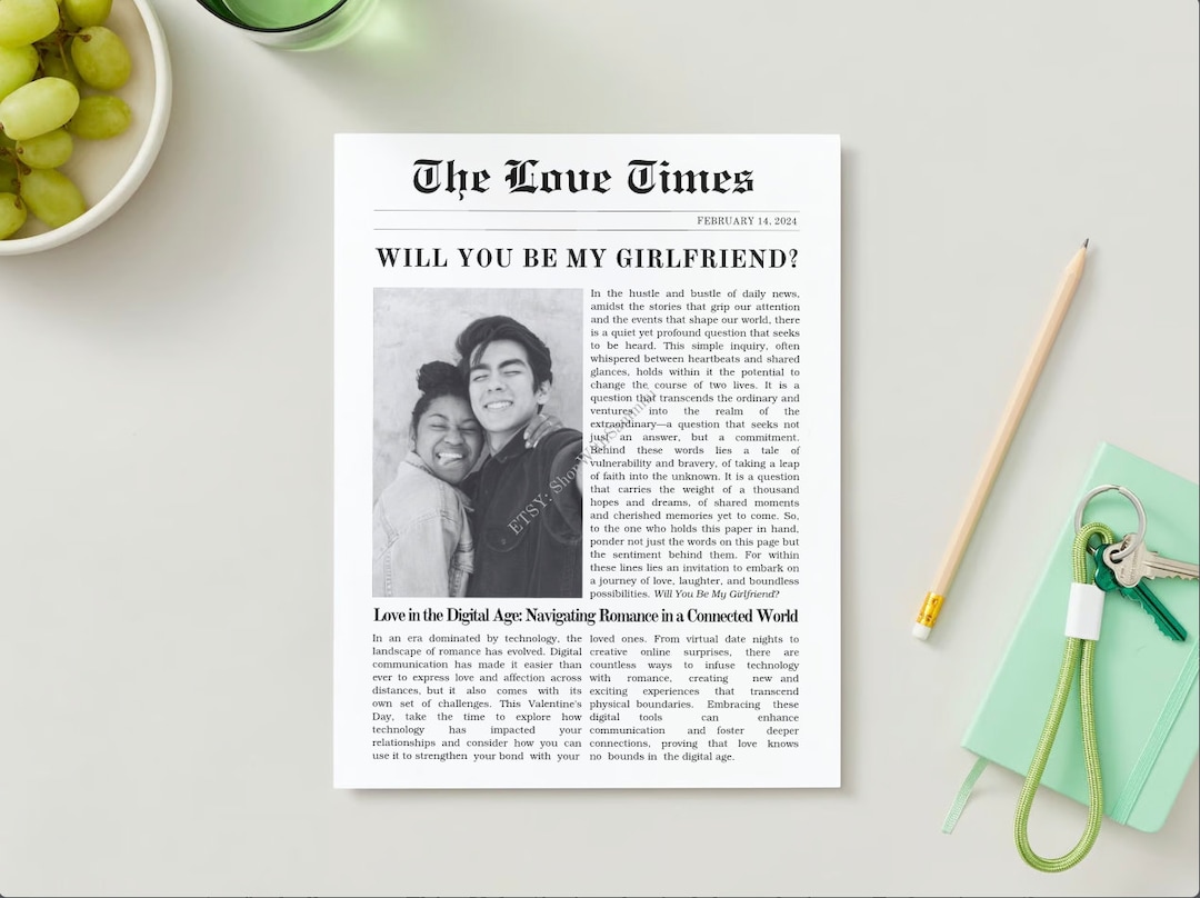 Will You Be My Girlfriend Newspaper Love Times | Cupid Post Viral ...