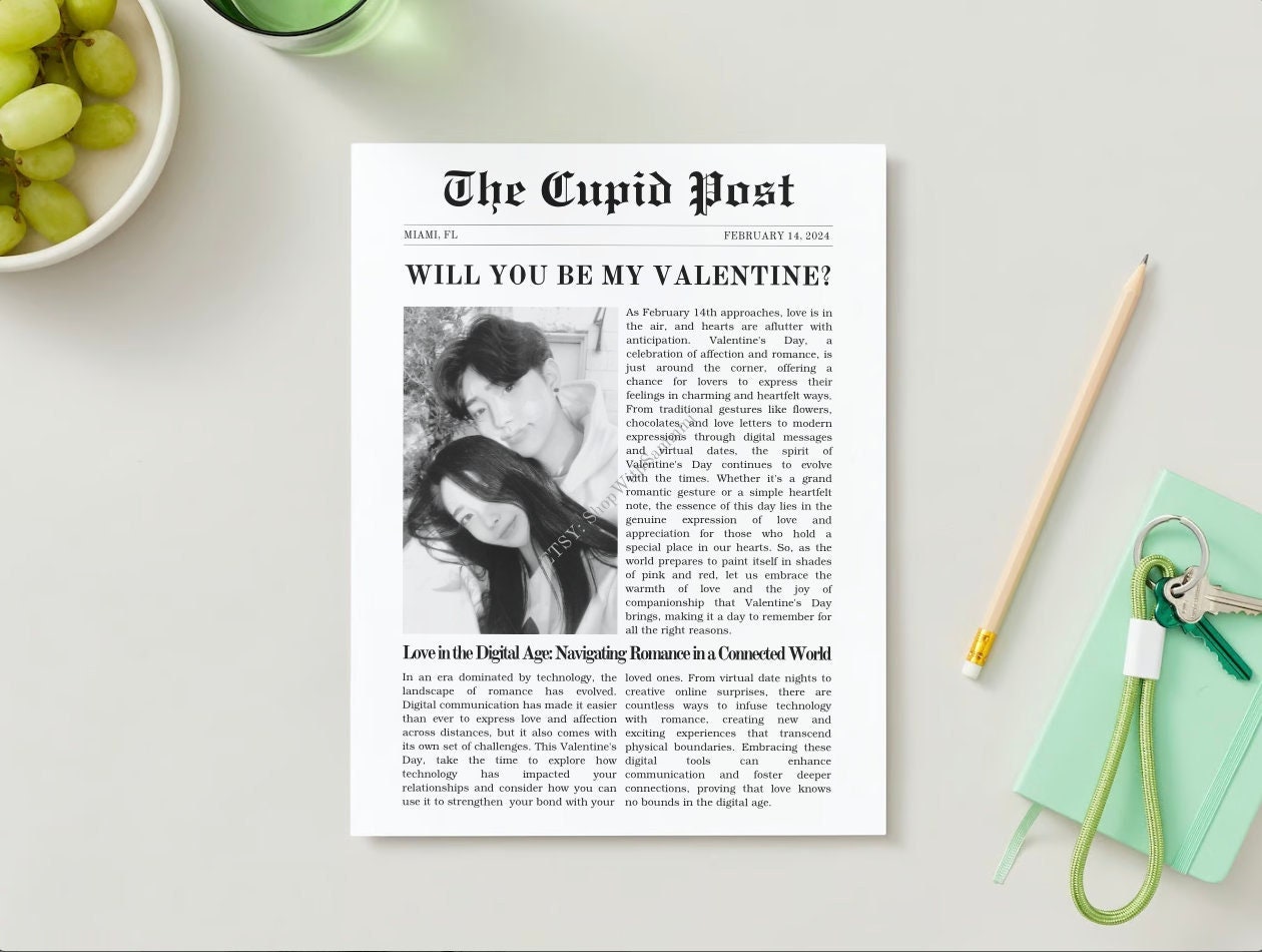 Will You Be My Valentine Newspaper Cupid Post | Viral Tiktok Customizable Personalized Cute ...