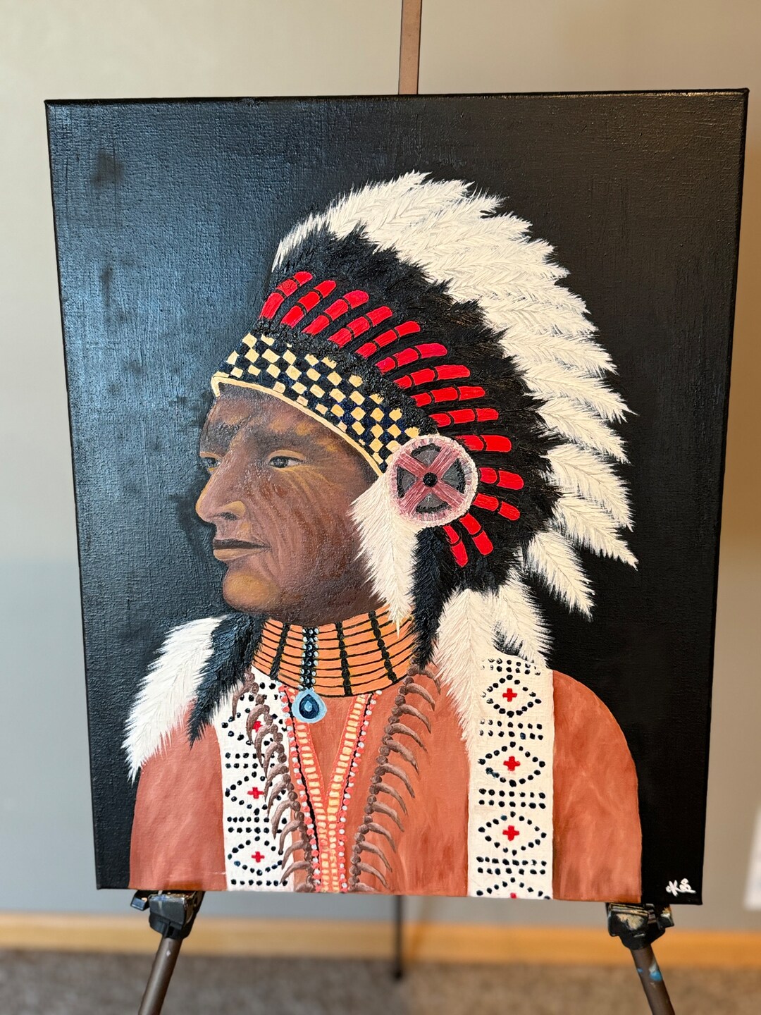 Native American Chief Oil Painting - Etsy