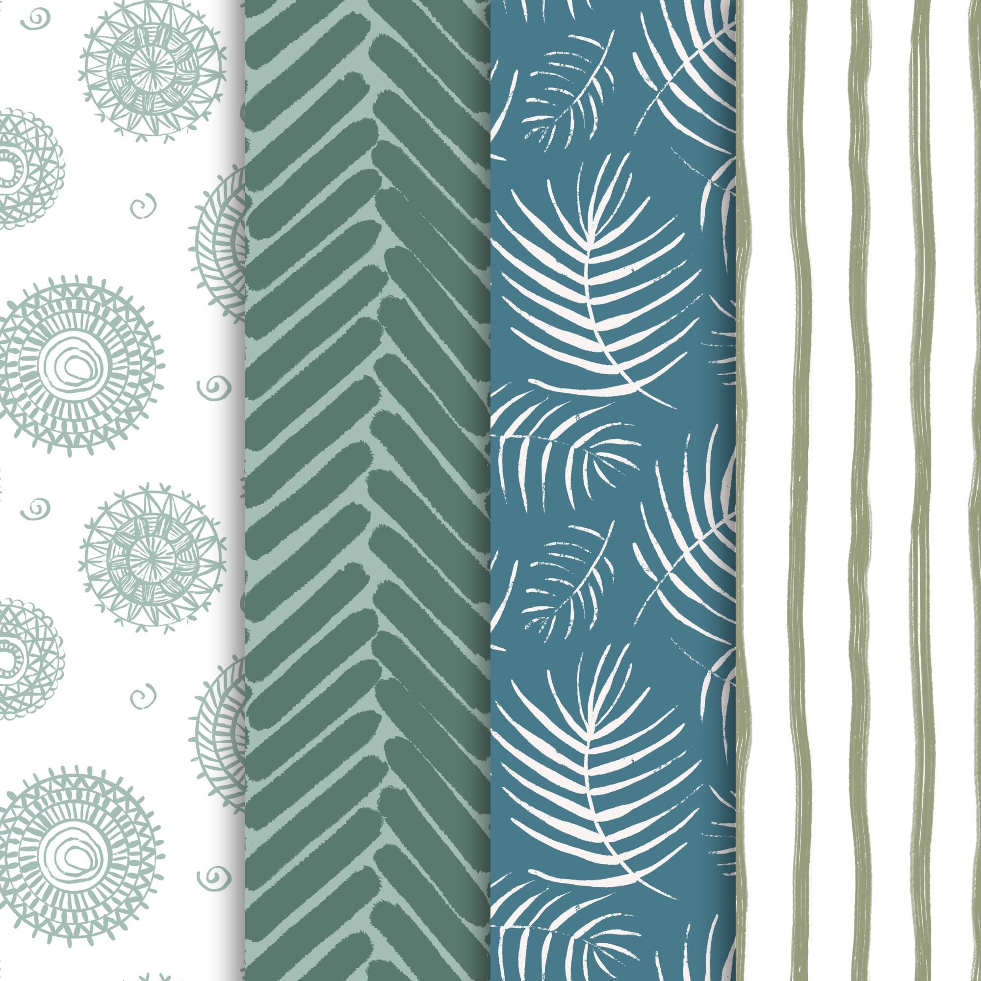 32 Hand-drawn Island Boho Designs, Earth Toned Seamless Digital Paper ...