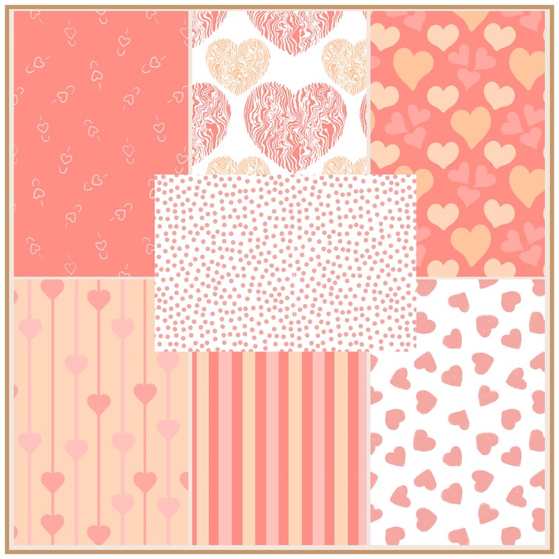 Valentines Day Pink and Peach Seamless Digital Paper, Valentines ...