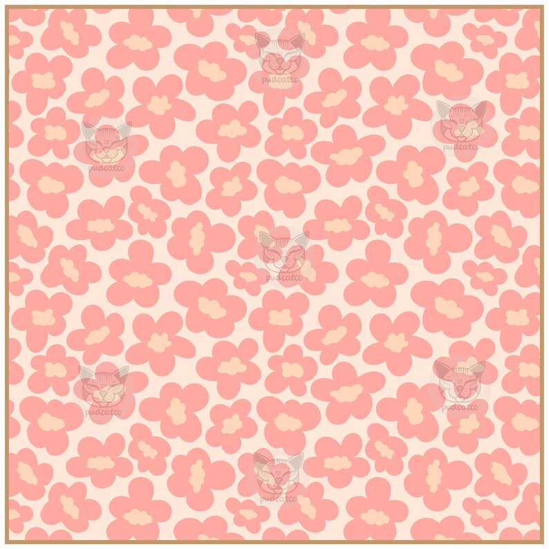 Cute Floral Digital Paper, Peachy Flower Repeating Seamless Pattern ...