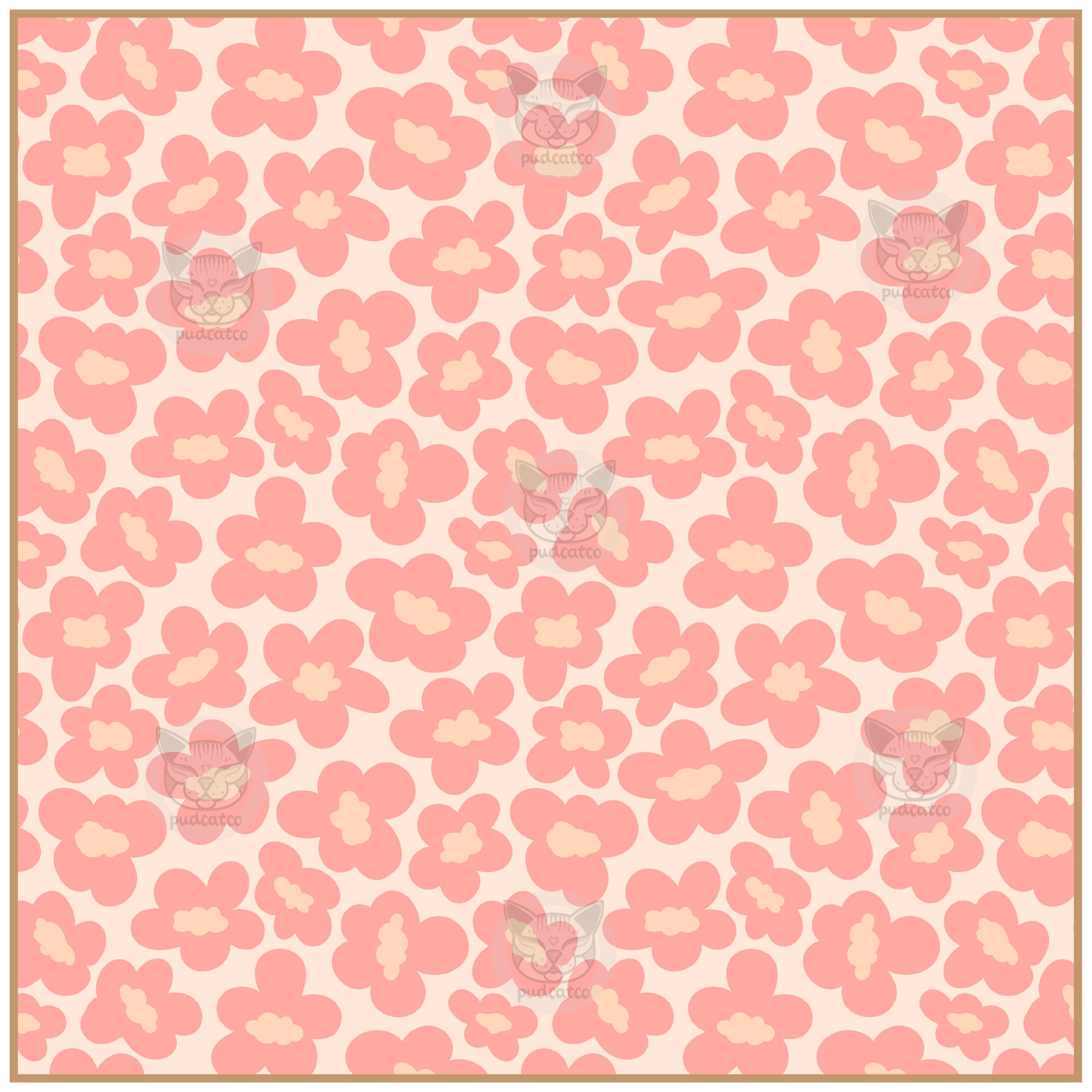 Cute Floral Digital Paper, Peachy Flower Repeating Seamless Pattern ...