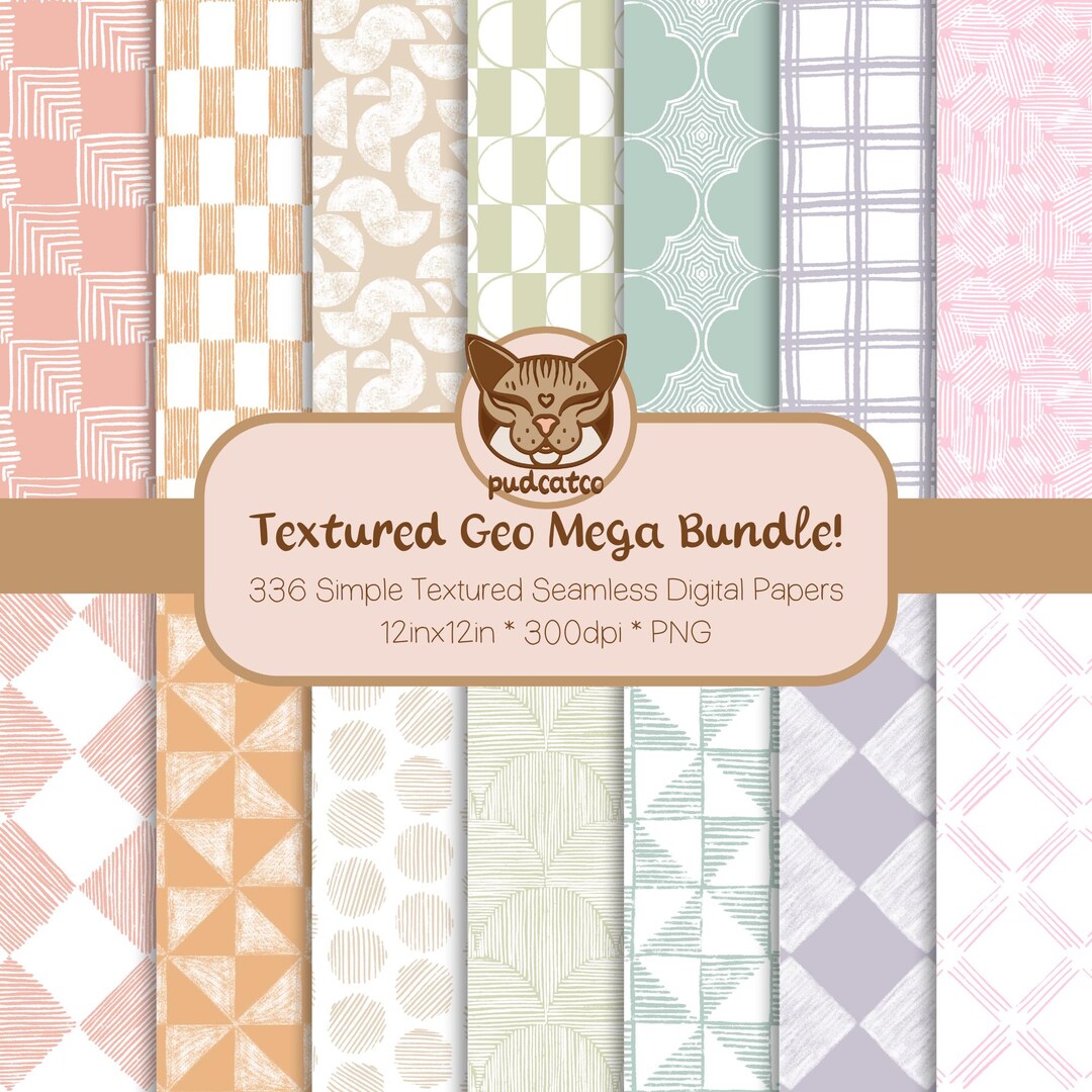 Textured Geo Soft Neutrals Mega-bundle, 336 Printable Repeating ...