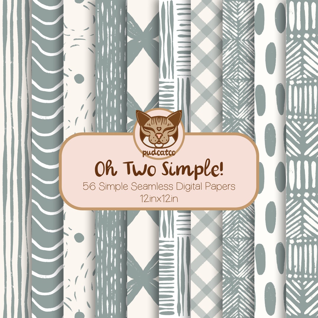 56 Simple Seamless Digital Papers, Printable Grey and White Repeating ...