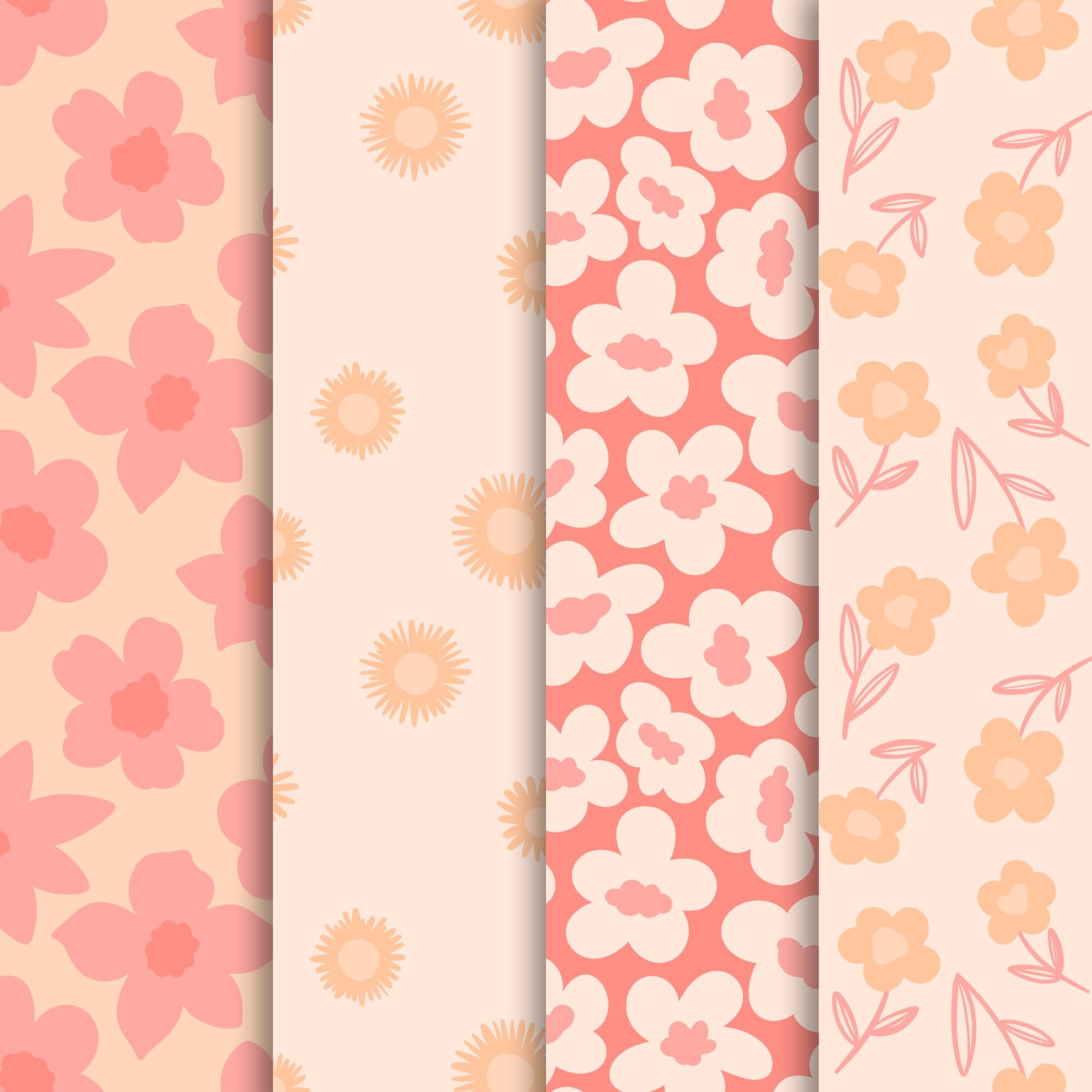 Cute Peachy Seamless Digital Paper Bundle, 24 Unique Patterns, Ditsy ...