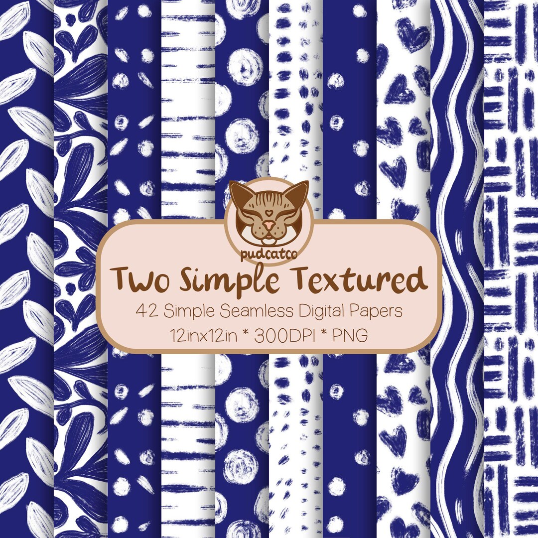 Textured Simple Designs, 42 Seamless Digital Papers, Printable Navy ...